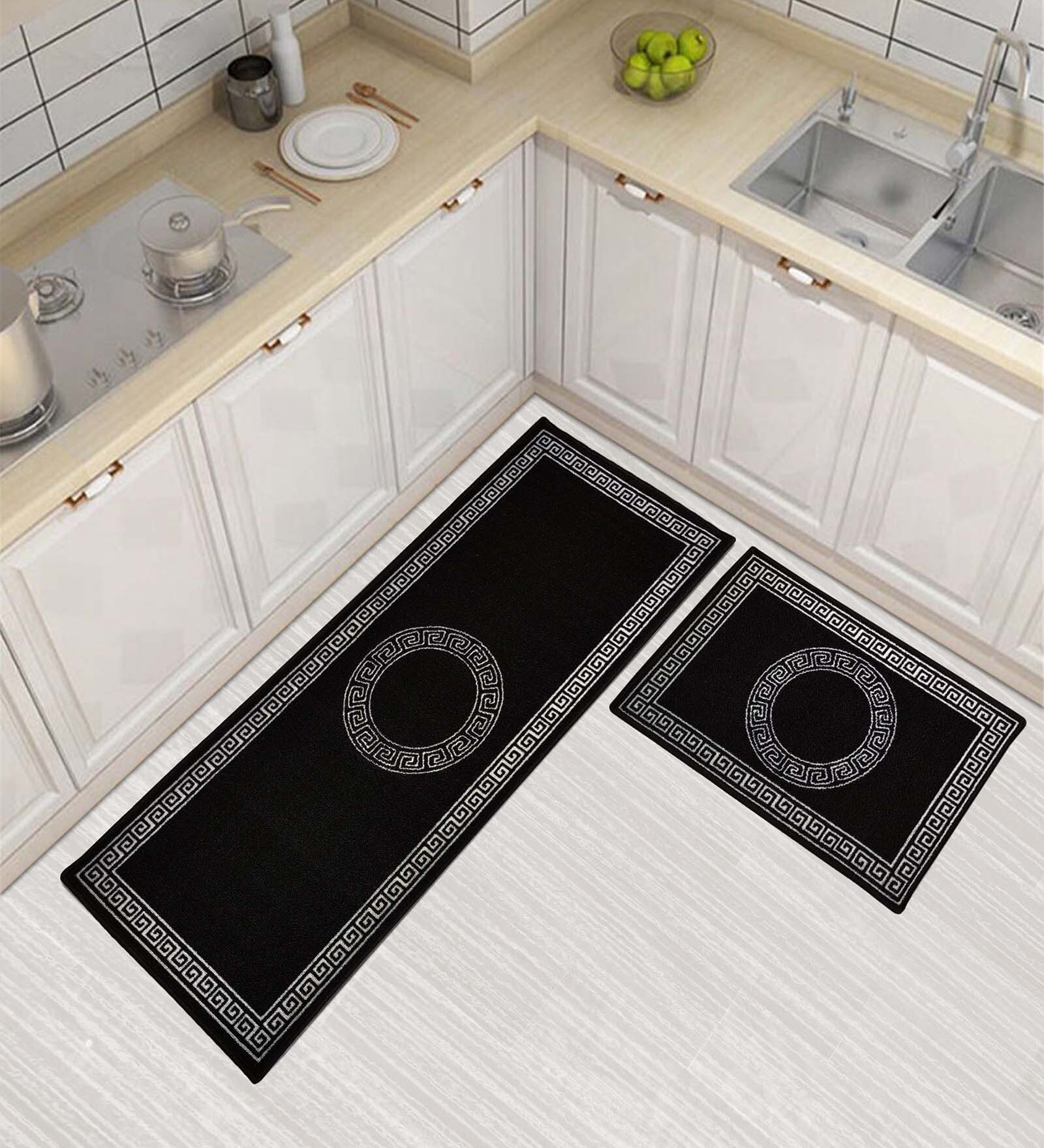 Buy Black Nylon 47 x 20 Inches Machine Made Floor Runner and Door Mat ...