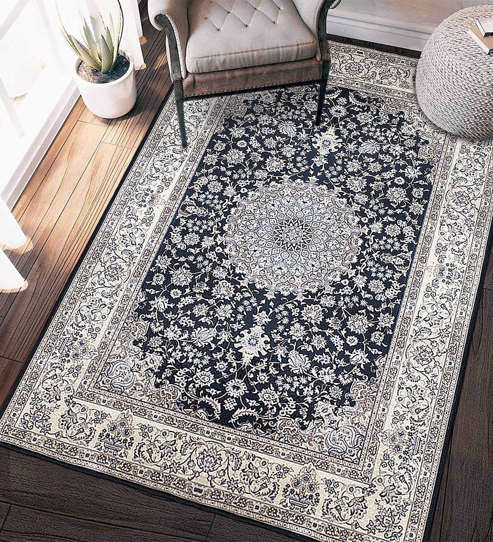 Buy Oriental Pattern Polyester Machine Made 5 X 7 Feet Carpet By Status ...