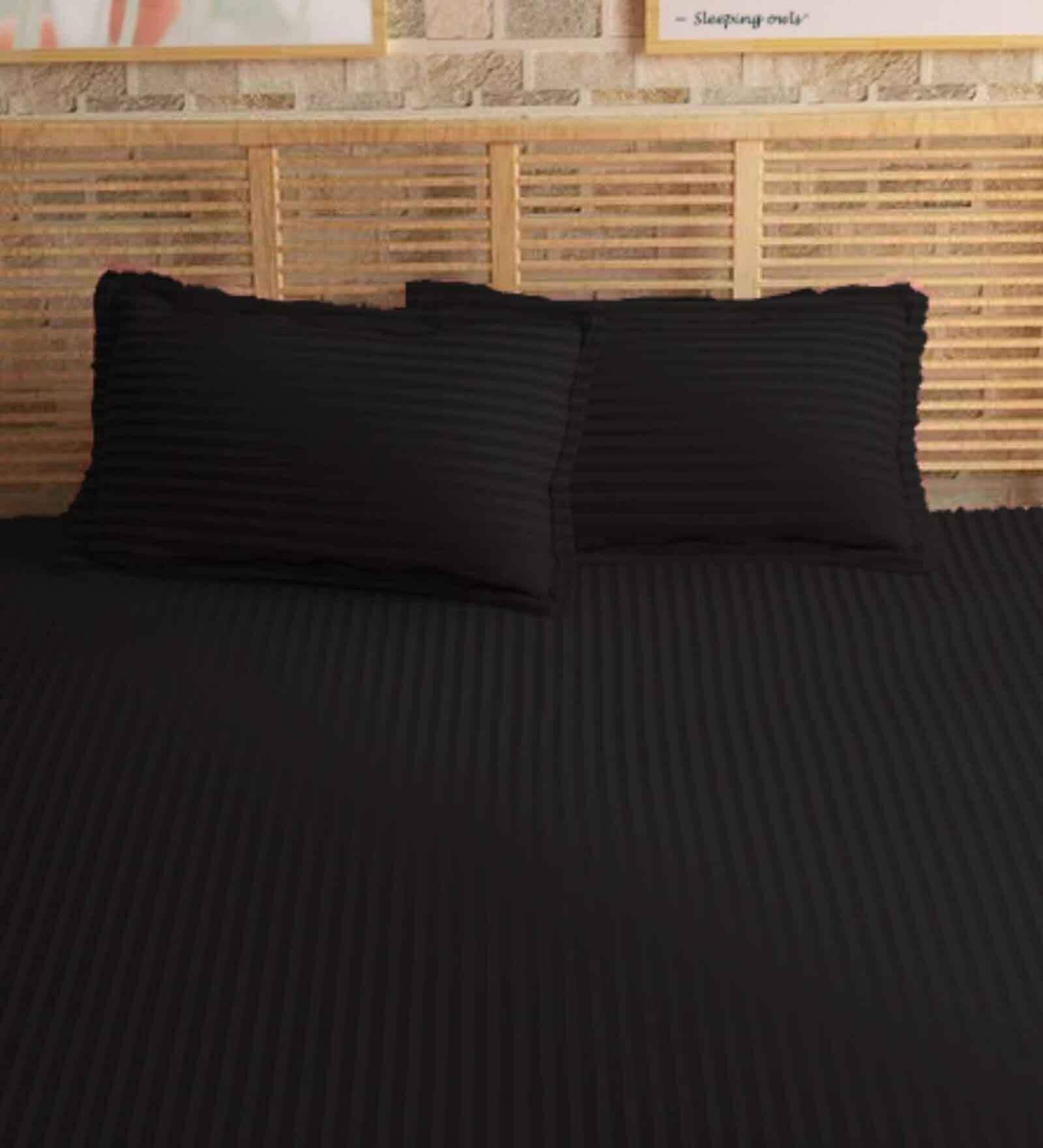 Buy Black Patterned 210TC Cotton 17 x 27 Inches Pillow Covers (Set of 2 ...