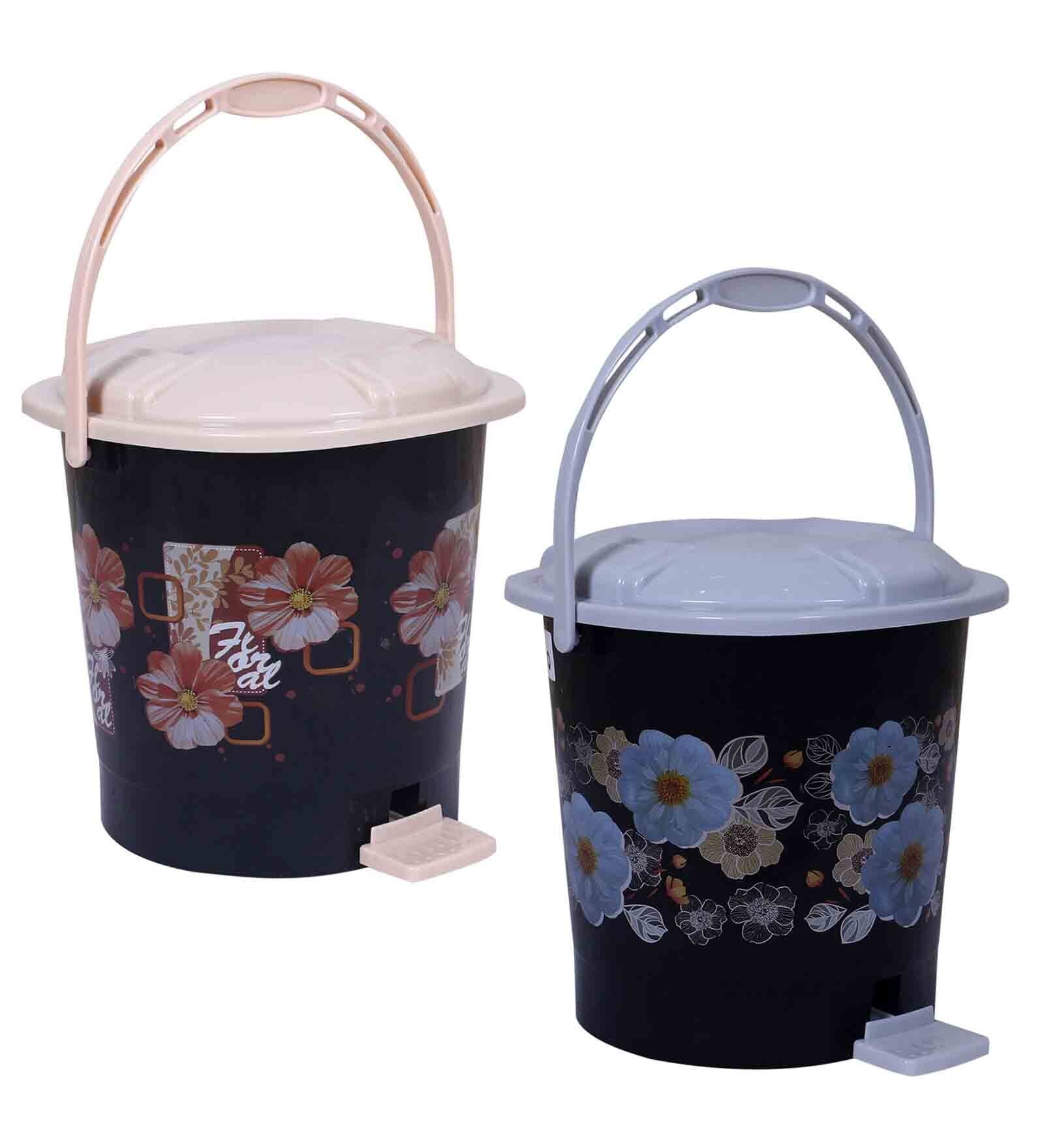 Buy Black Plastic Kevin 10 L Pedal & Push 2 Pc Dustbin at 60% OFF by ...