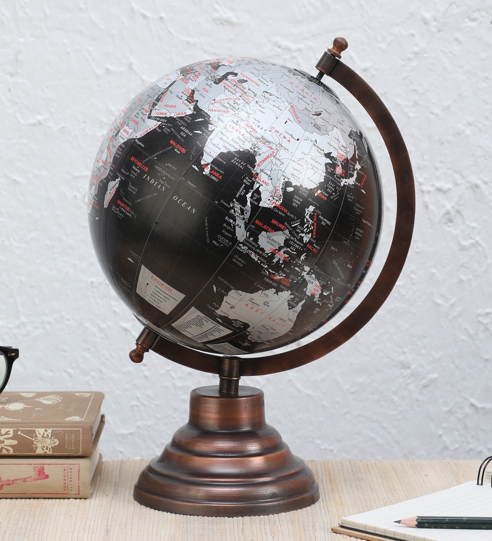 Buy Black Plastic Geographical Map Table Globe by Imli Street at 24% ...