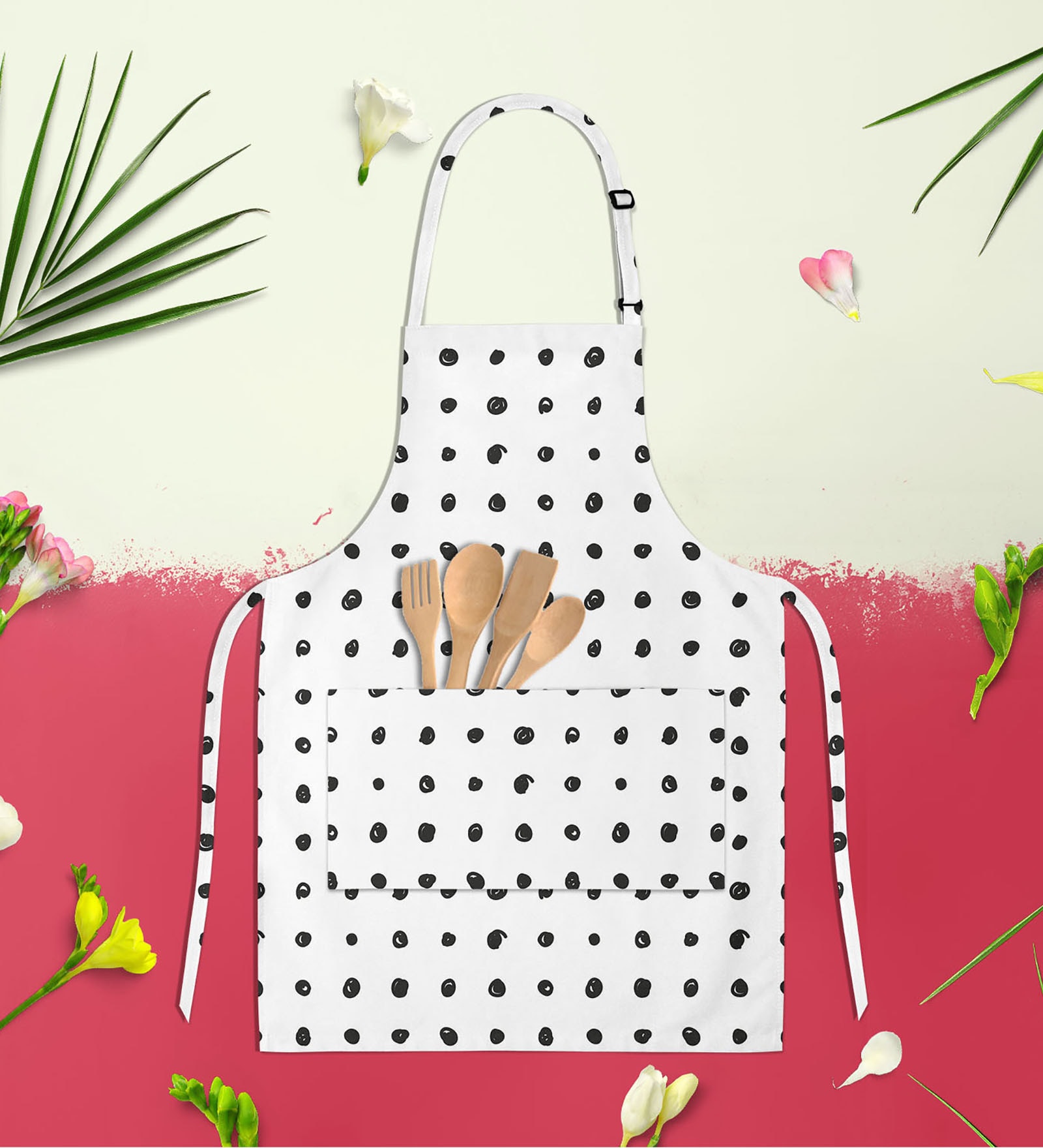 Buy Black Polka Multicolor Polycotton Full-Length Neck To Knee Apron at ...