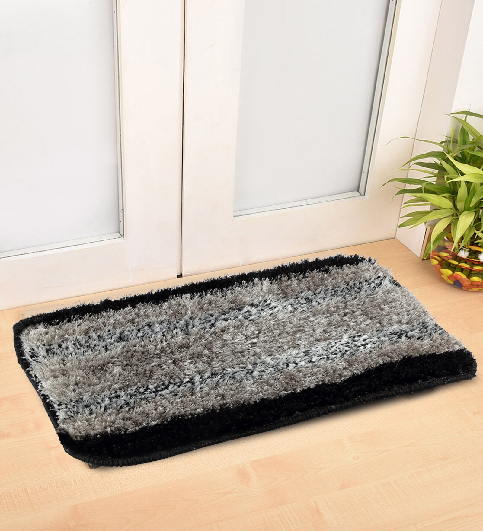 Buy Black Solid Polyester 24 x 16 Inches Anti Skid Door Mat at 70% OFF ...