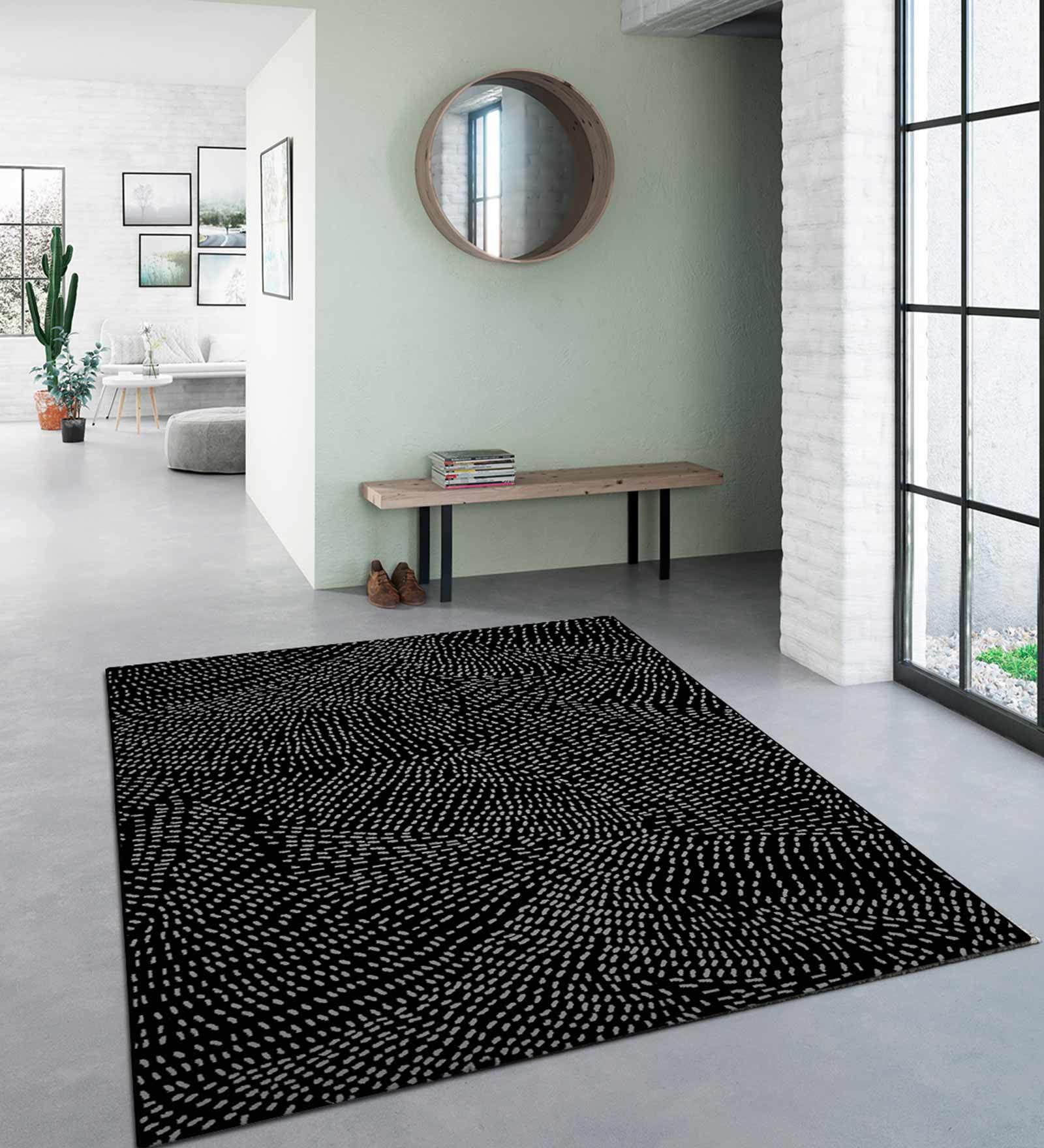 Buy Black Polypropylene Textured Solids 4 x 6 Feet Machine Made Carpet ...