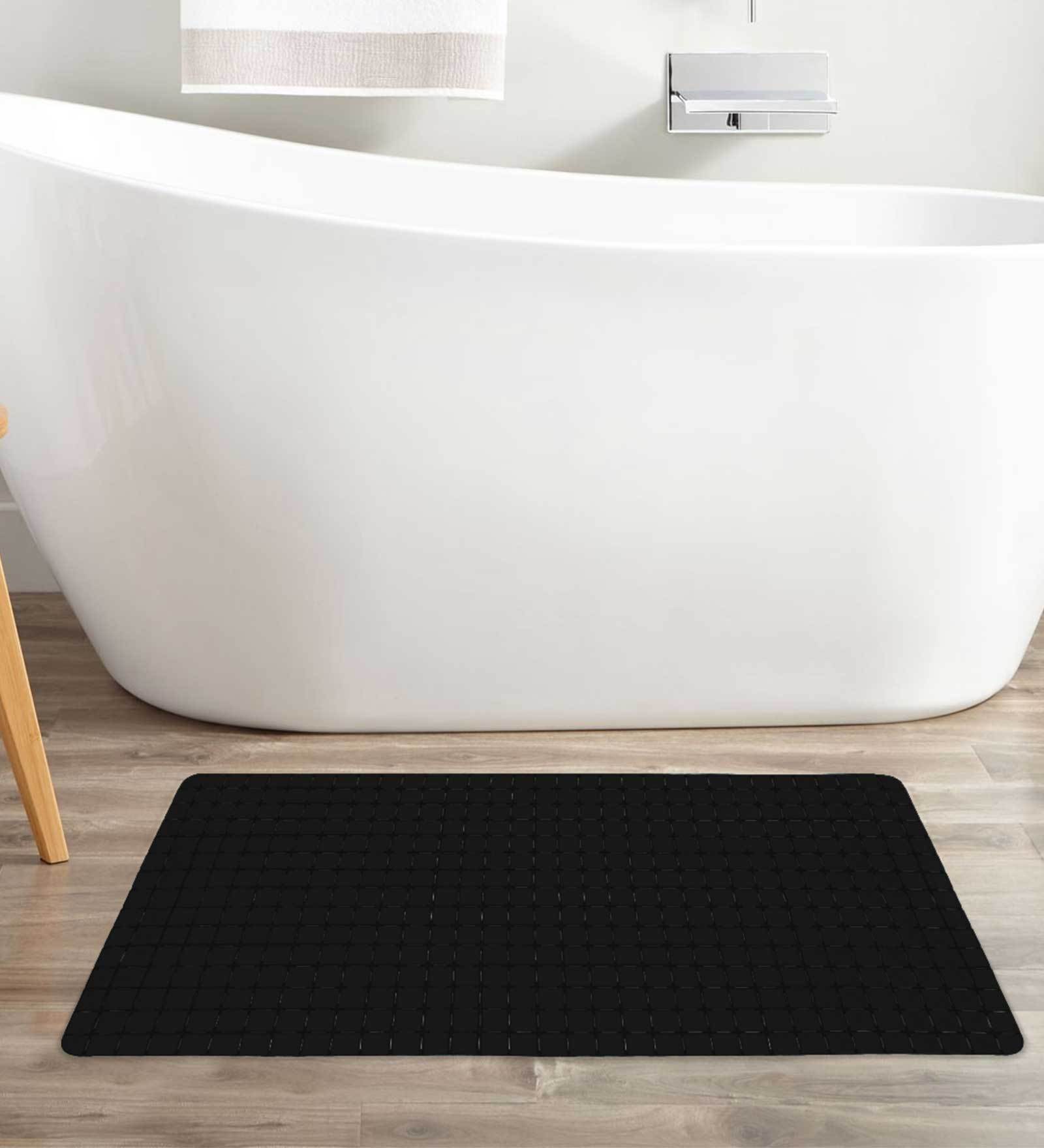 Buy Black Pvc Plain Solid 30X13 Inches Super Soft Bath Mat By Story ...