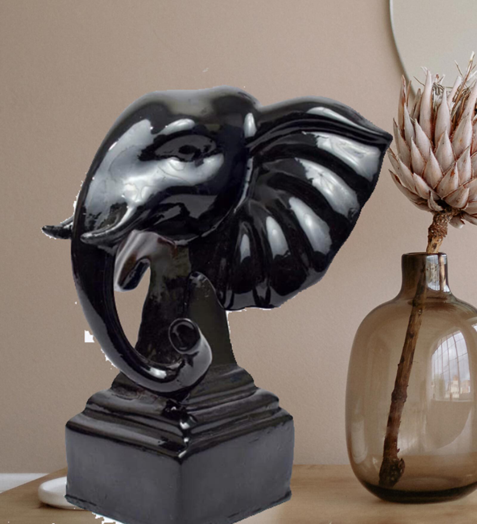 Buy Black Resin Elephant Figurine at 20% OFF by Miss Peach | Pepperfry