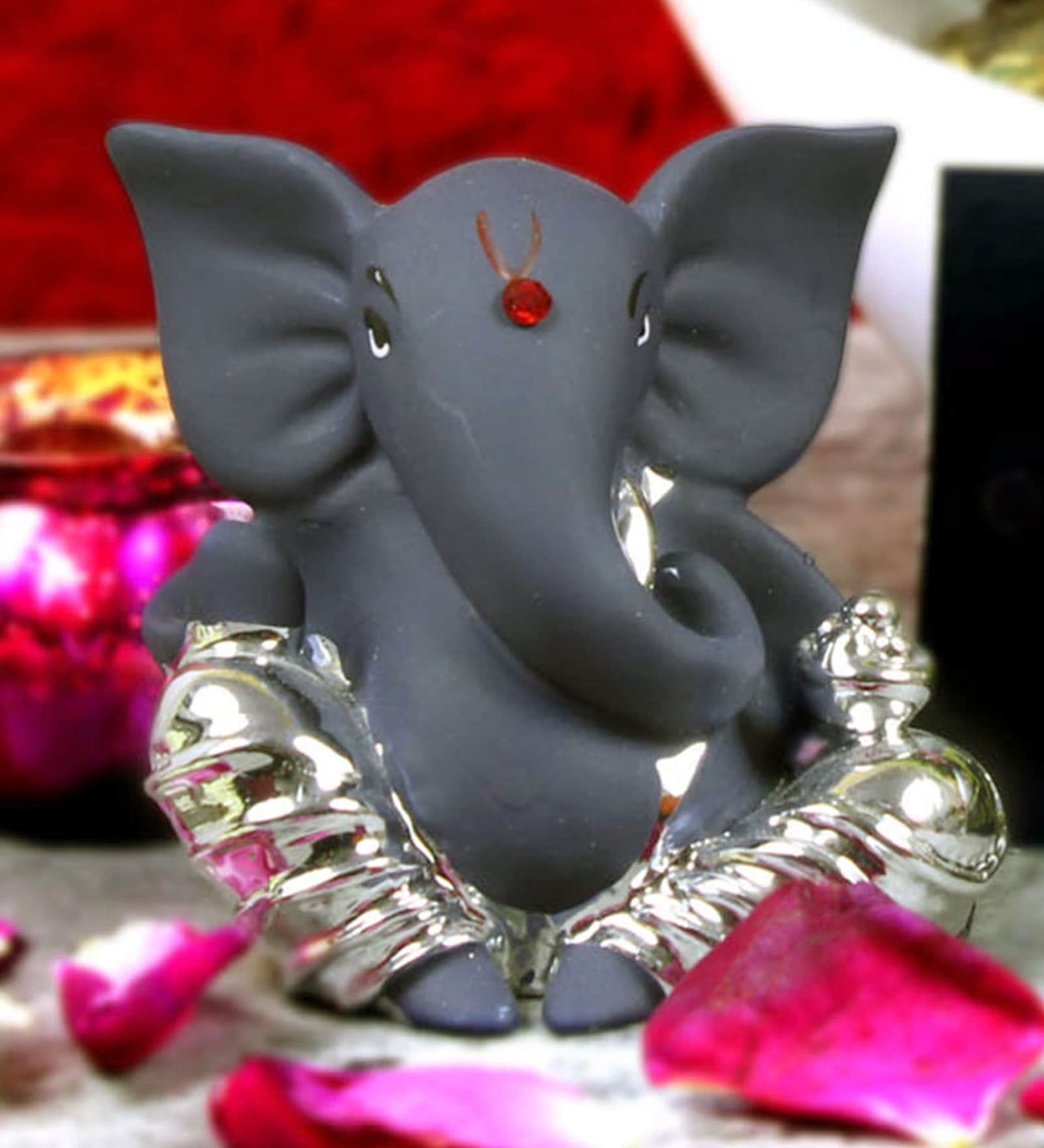 Buy Black Resin Small Ganpati Statue Ganesha Idol by Statue Studio ...