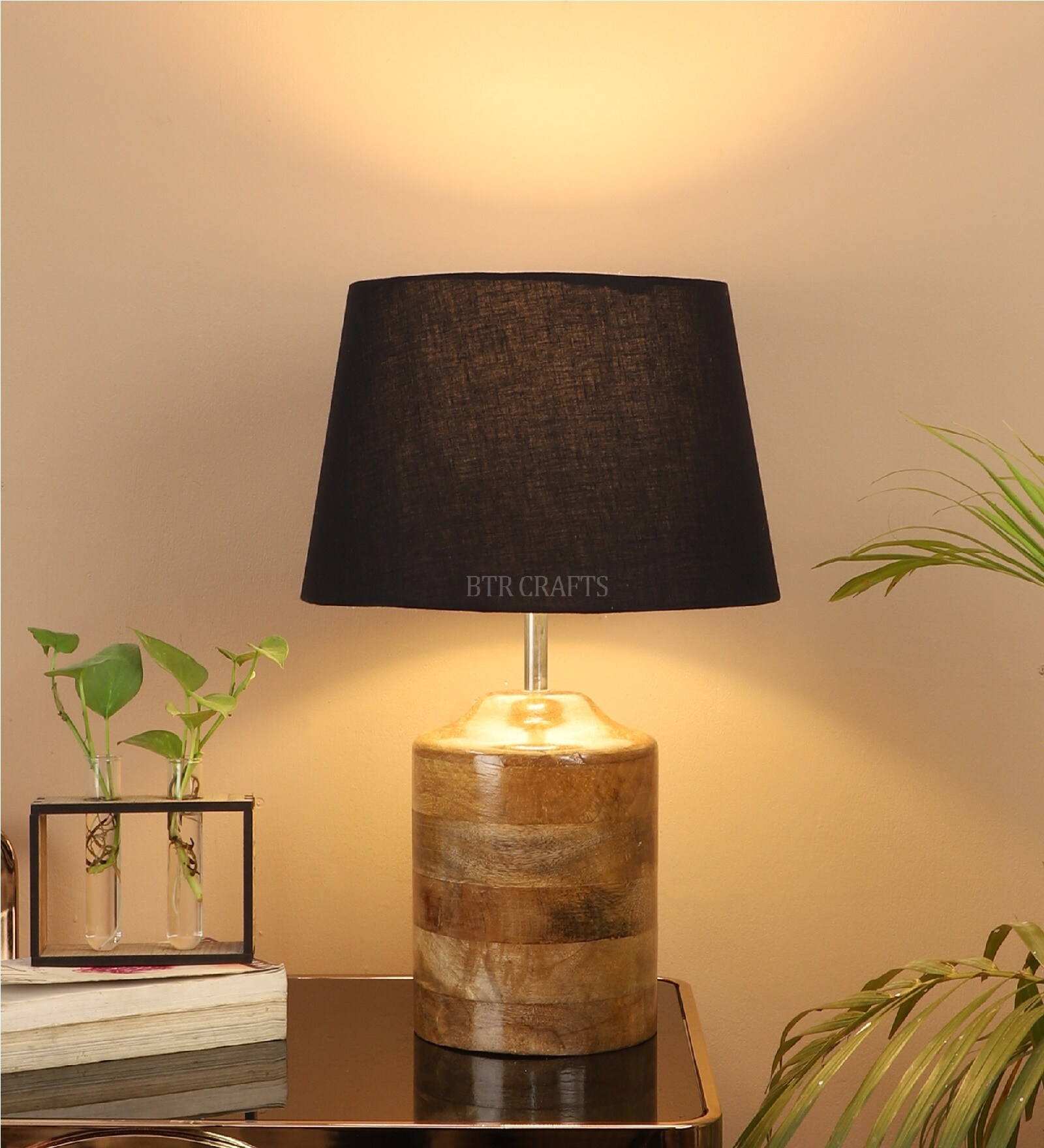 Buy Blaise Black Fabric Shade Night Lamp With Wood Base at 9% OFF by ...