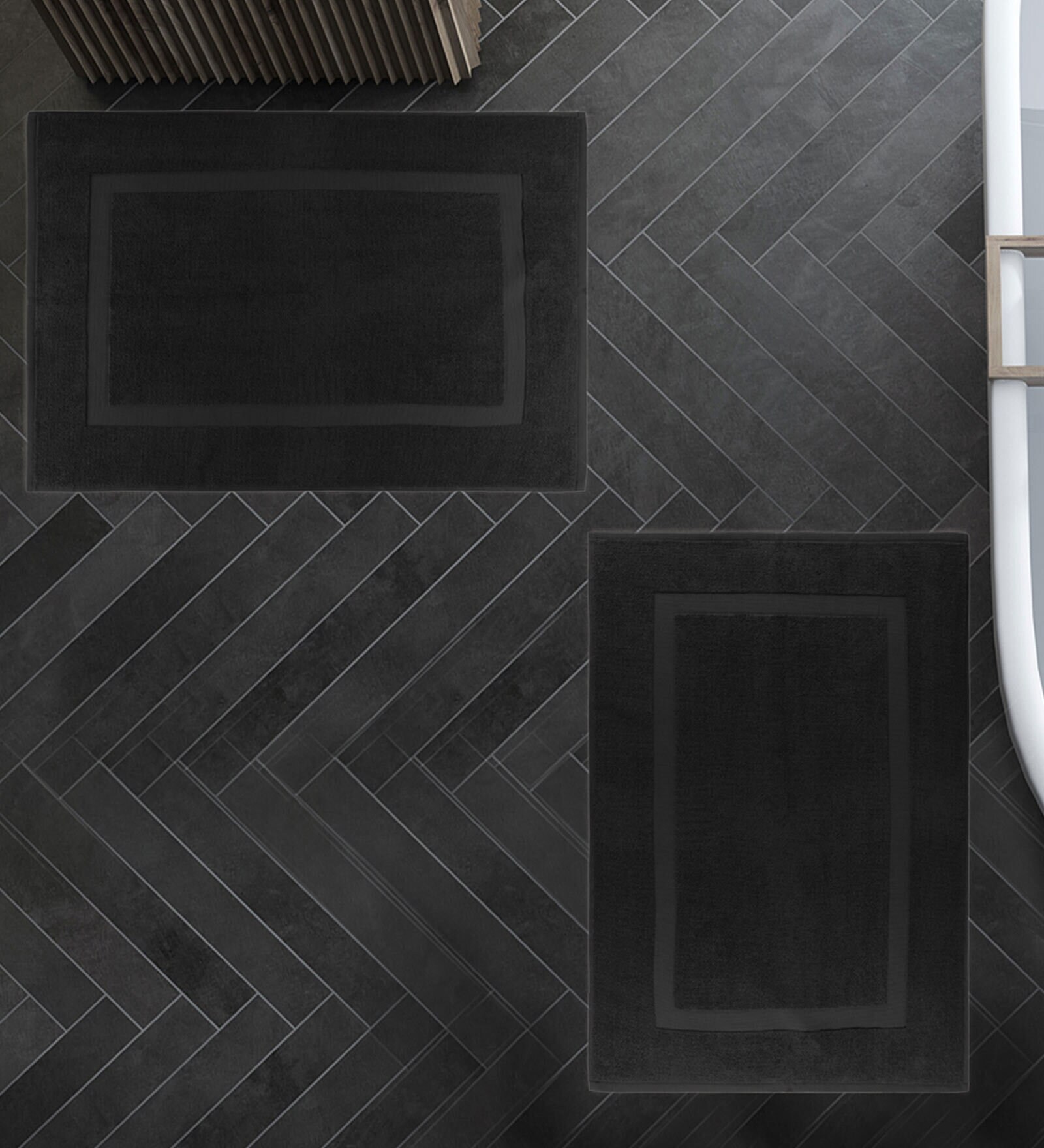 Buy Black Solid Cotton 31x20 Inches Max-Absorbant Bath Mats (Set of 2 ...