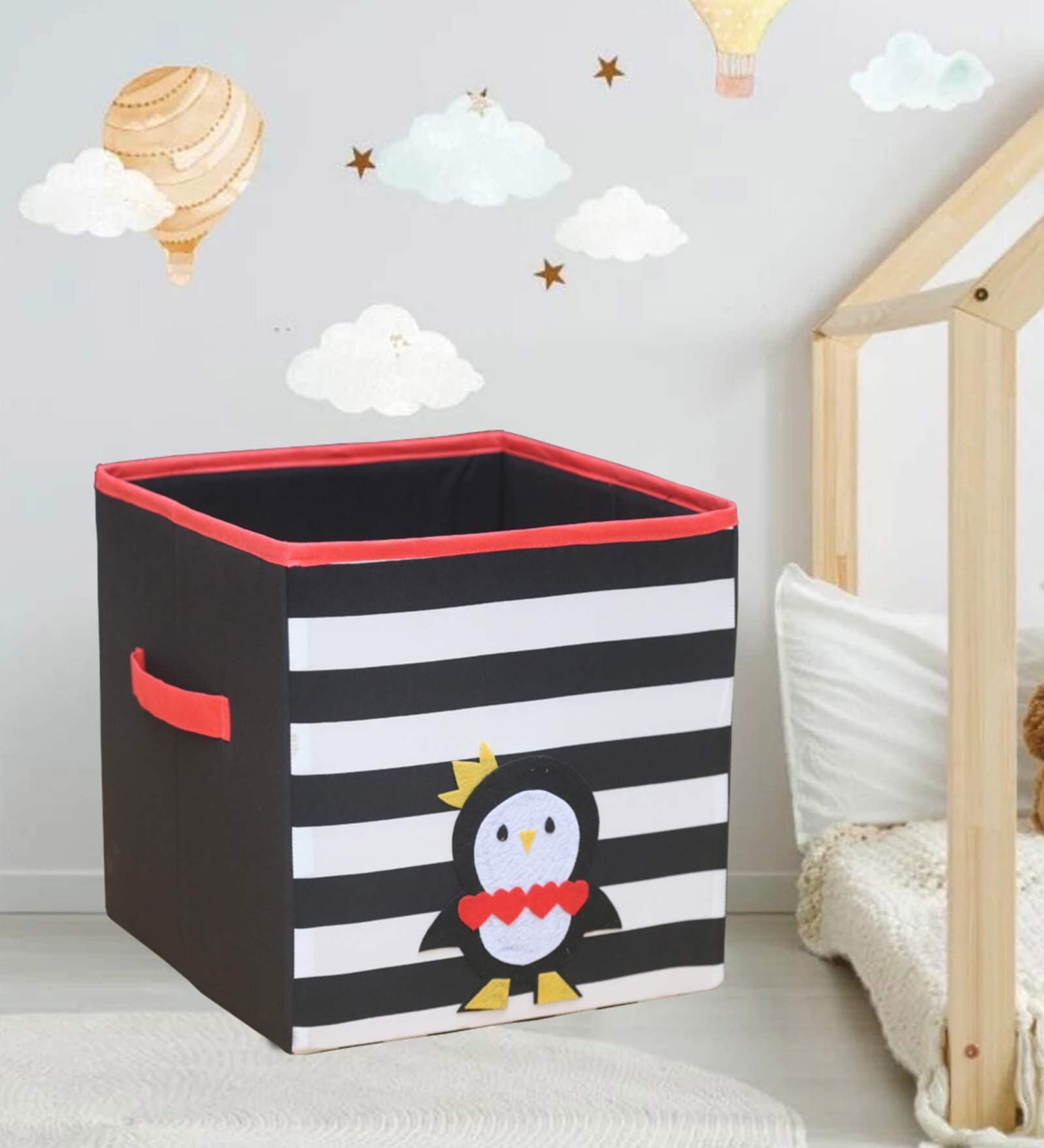 Buy Penguine Rectangular Fabric Kids Storage Box in Black Colour at 73% ...