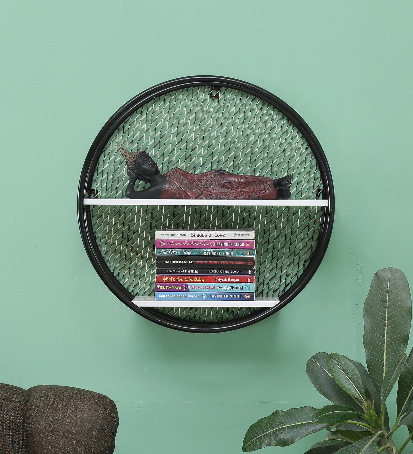 Buy Black Wrought Iron and MDF Jacoin Black Colour b Wall Shelf at 42% ...
