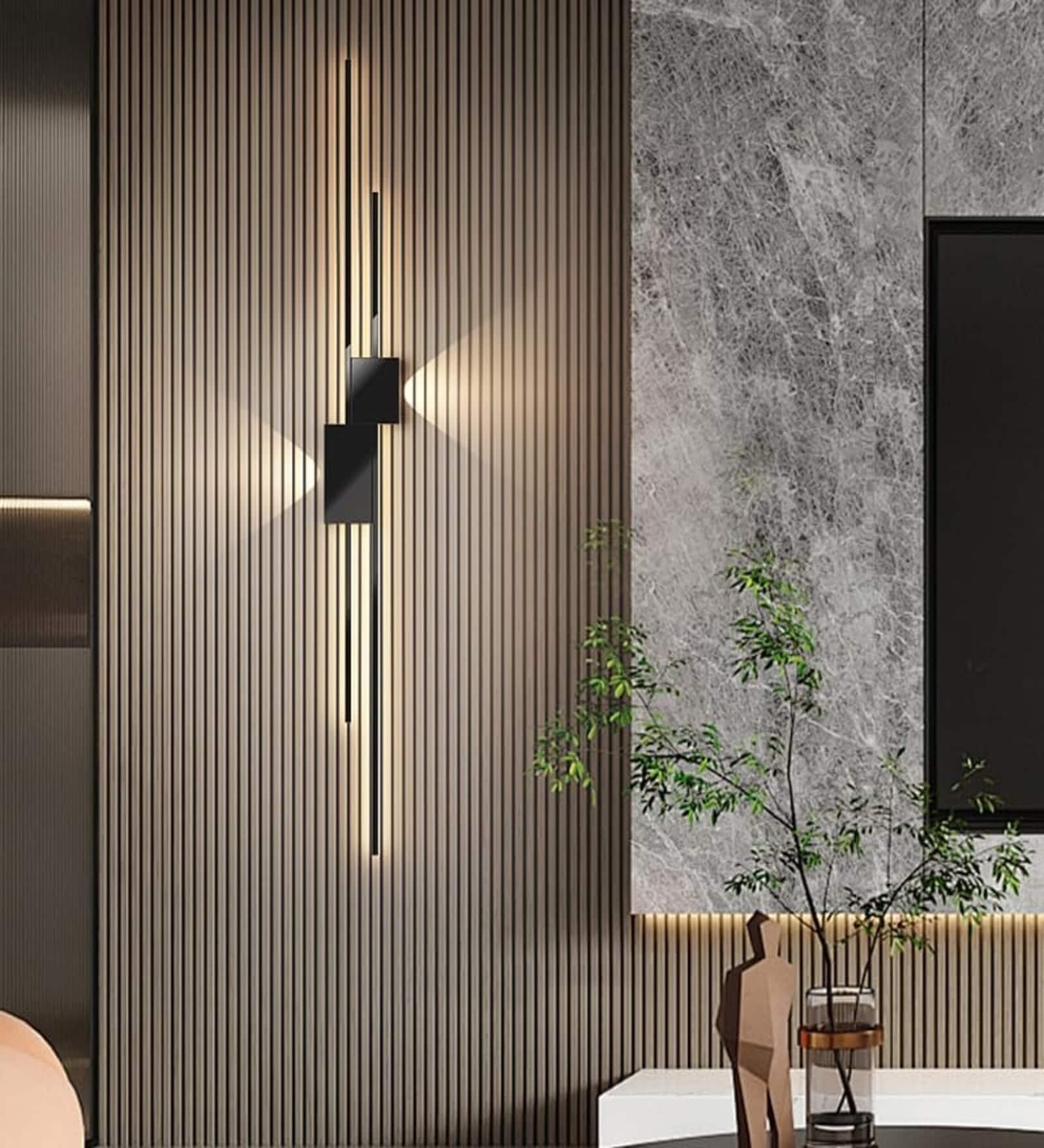 Buy Blake 600mm Dual Spot Wall Light Black Body Tri-Color LED Modern ...