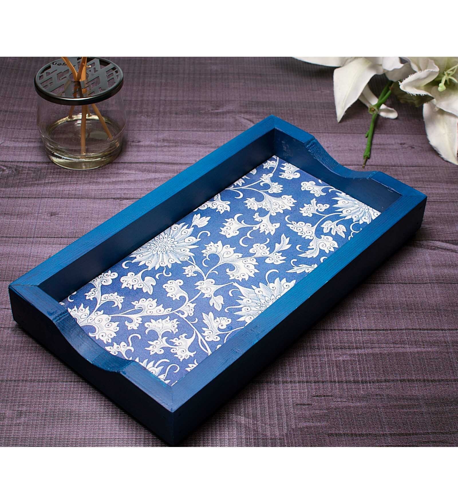 Buy Blank Slate Digital Blue Wooden Tray Online - Serving Trays ...