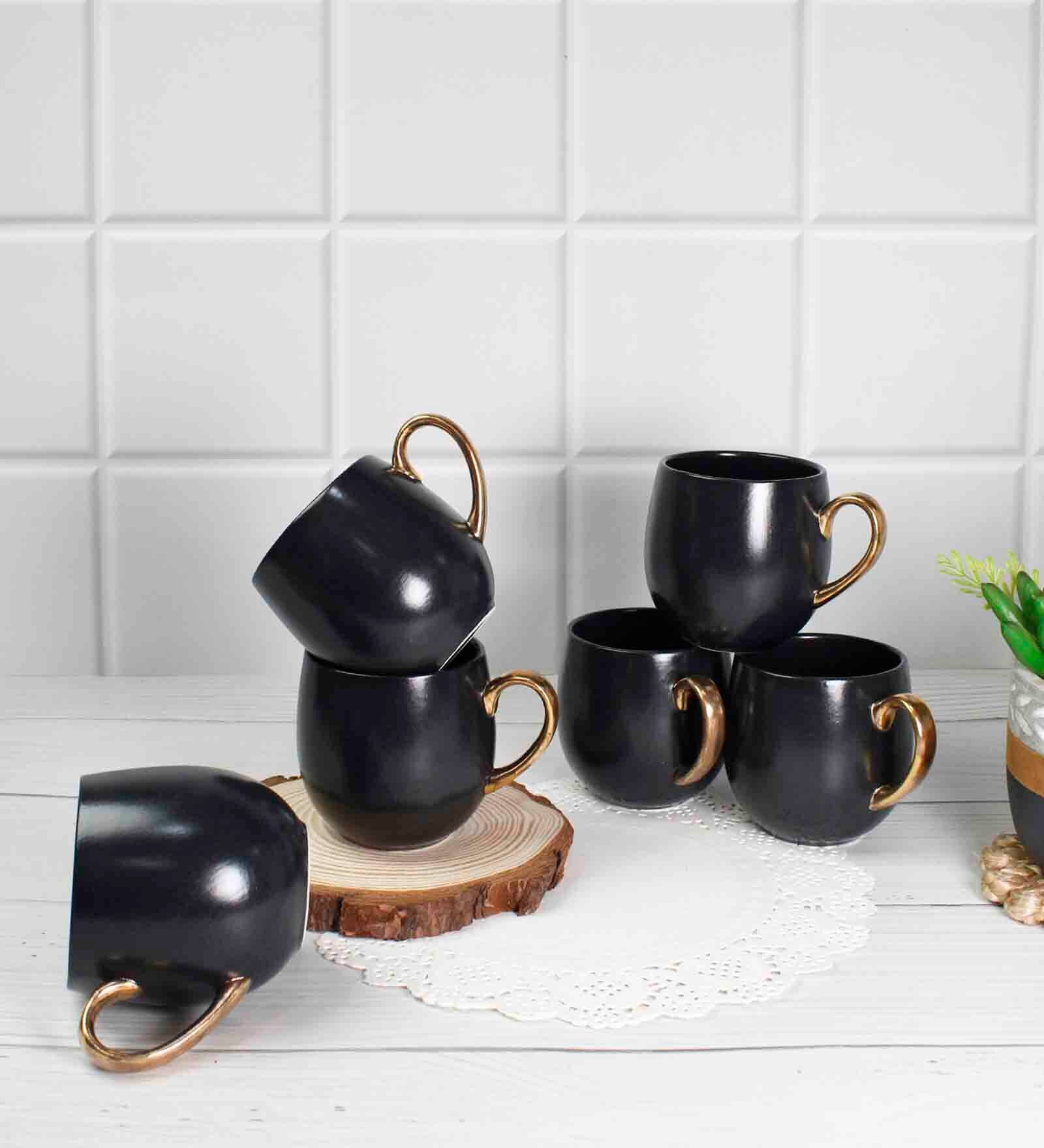 Buy Bloom 180 ml Black Porcelain Tea Cup (Set of 6) at 19% OFF by Vola ...