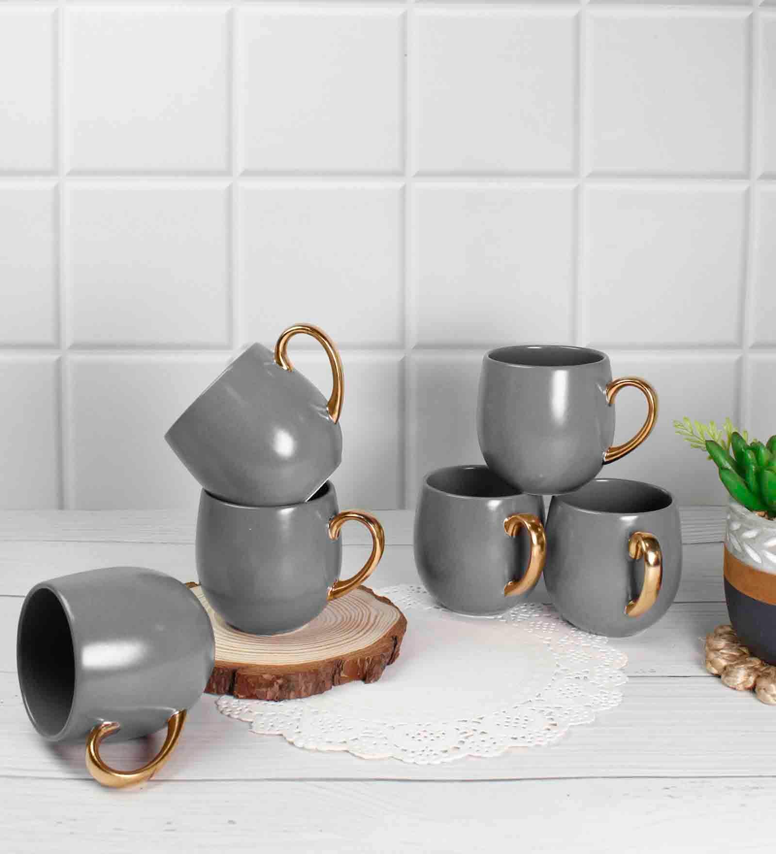 Buy Bloom 180 ml Grey Porcelain Tea Cup (Set of 6) at 19% OFF by Vola ...