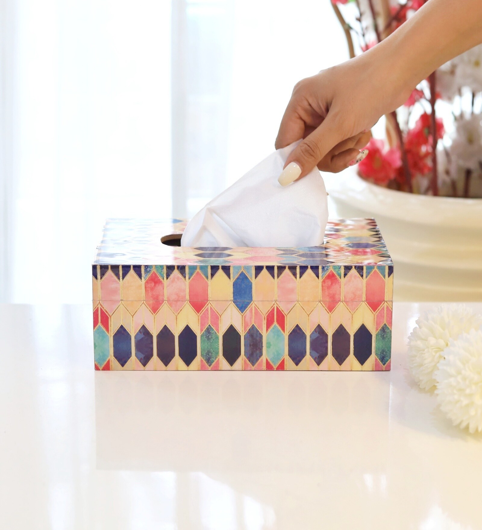 Buy Bloom Multicolor Floral Printed Resin Tissue Box at 37% OFF by ...