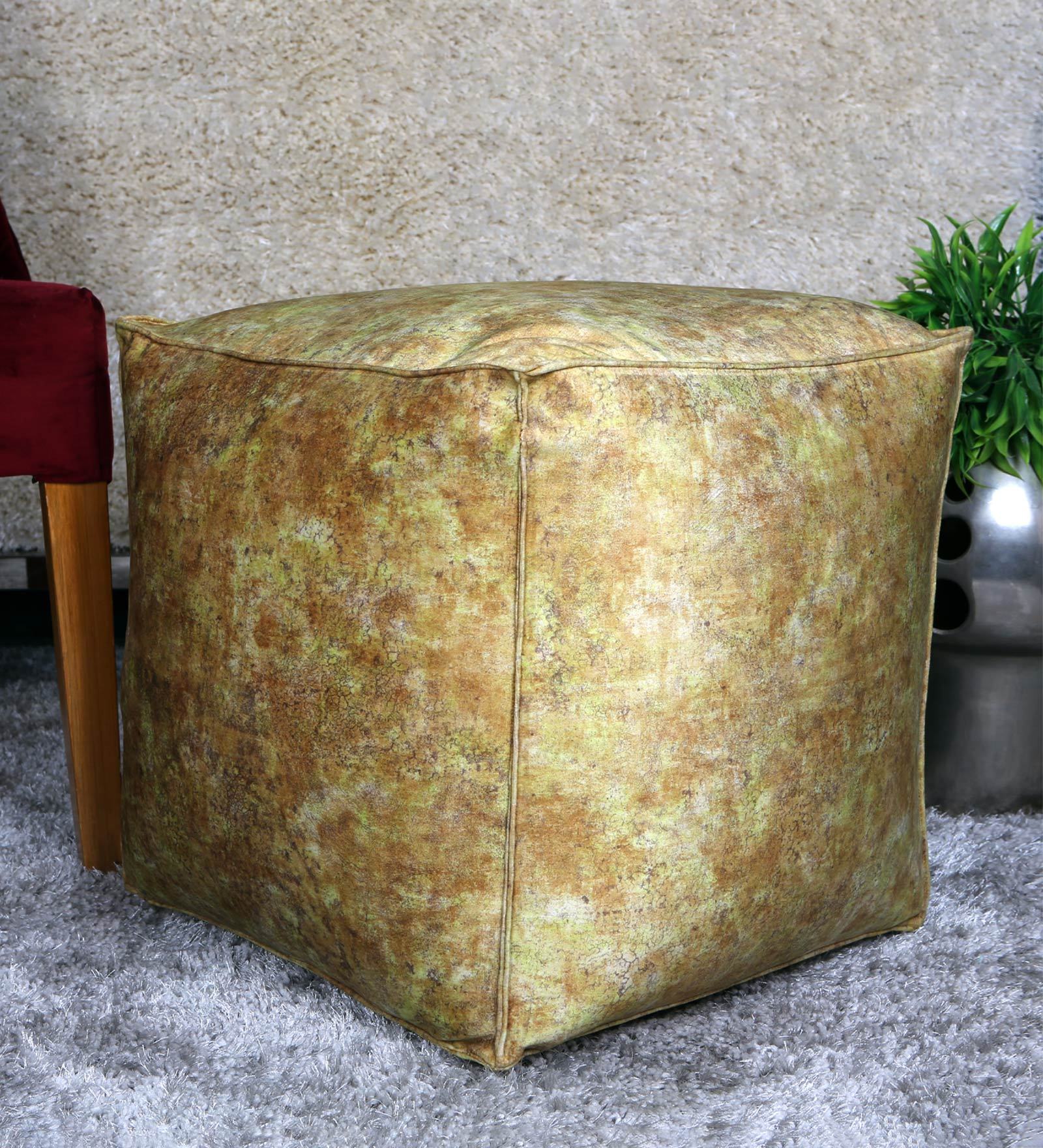 Buy Bloom Velvet Pouffe in Yellow Colour at 57% OFF by Sheen decor ...