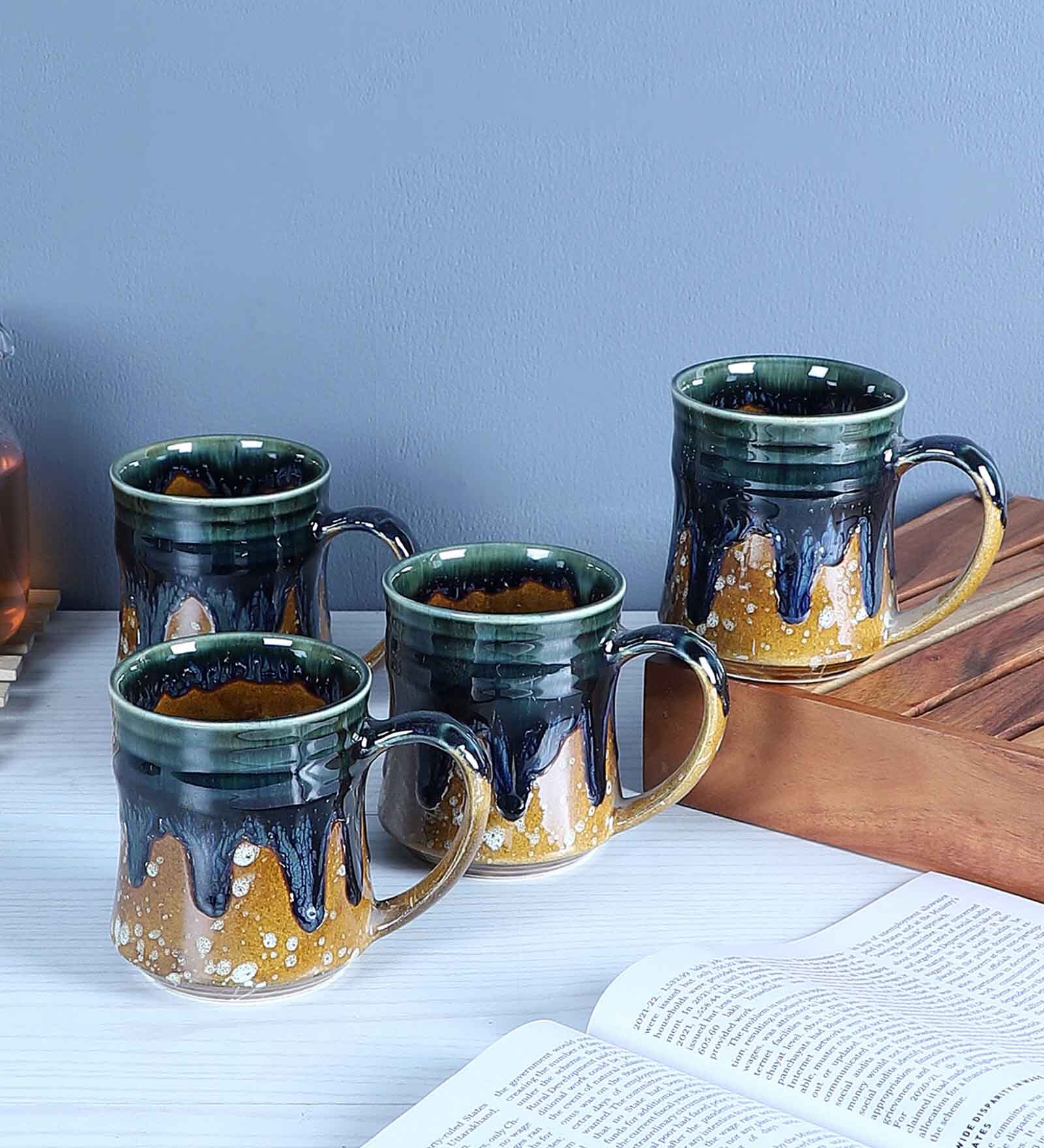 Buy Blue & Biege Ceramic Mugs Set of 4 at 31% OFF by Amaya Decors ...