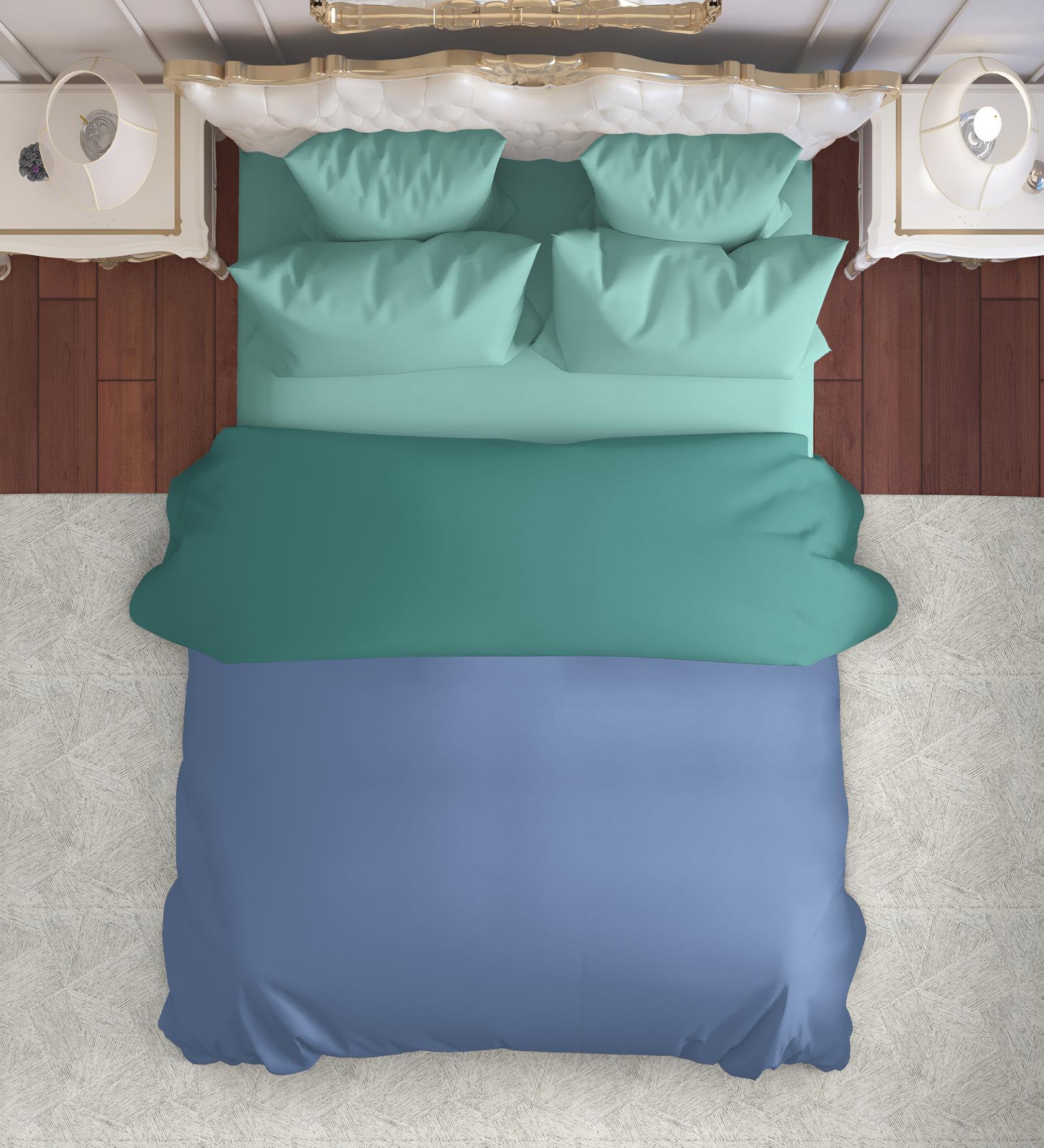 Buy Blue And Green Microfiber Solid Reversible 150 GSM Single Bed ...