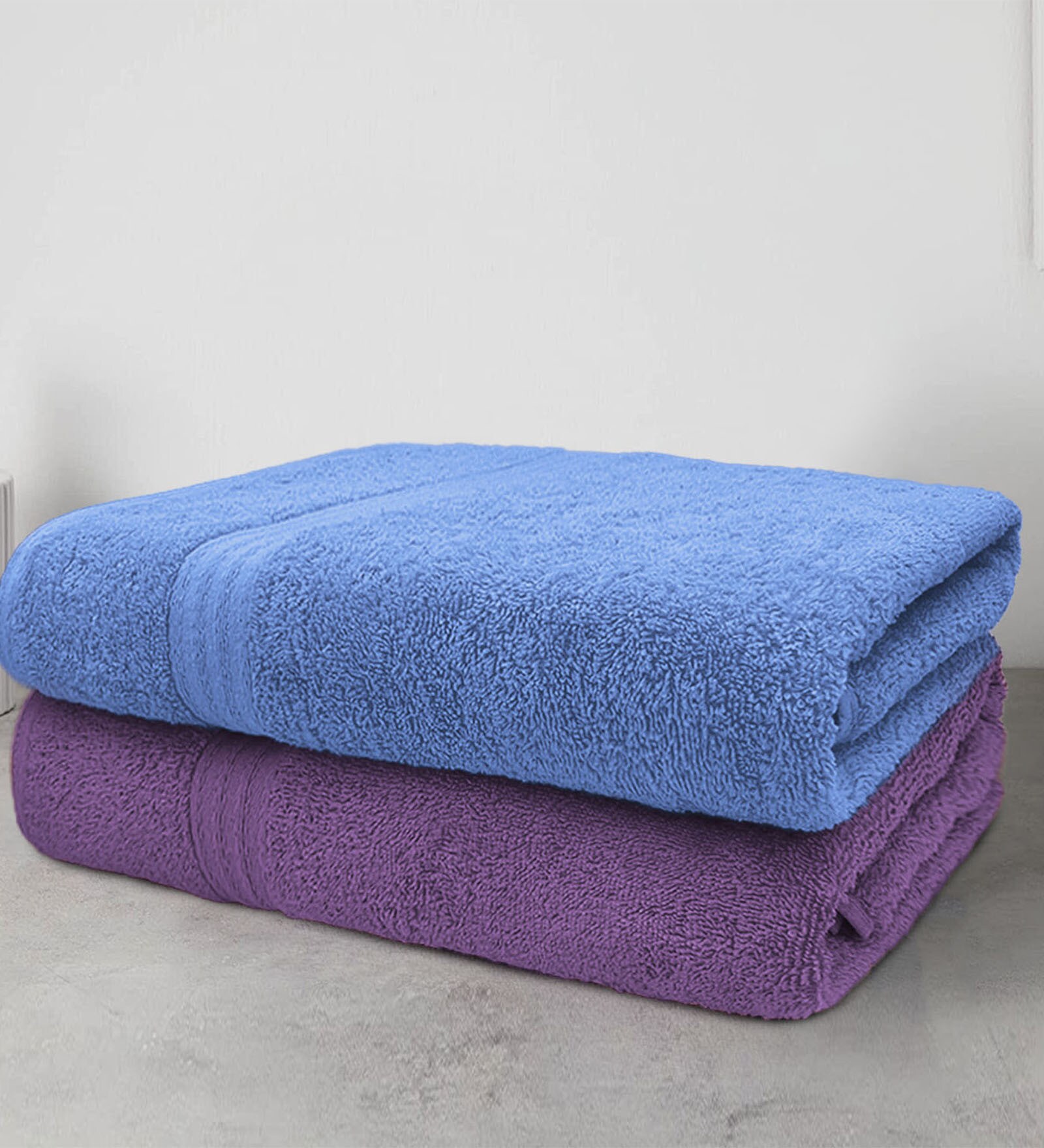Buy Blue & Pink Anatolia Solid 500 GSM Cotton Bath Towel By Sassoon Fab ...