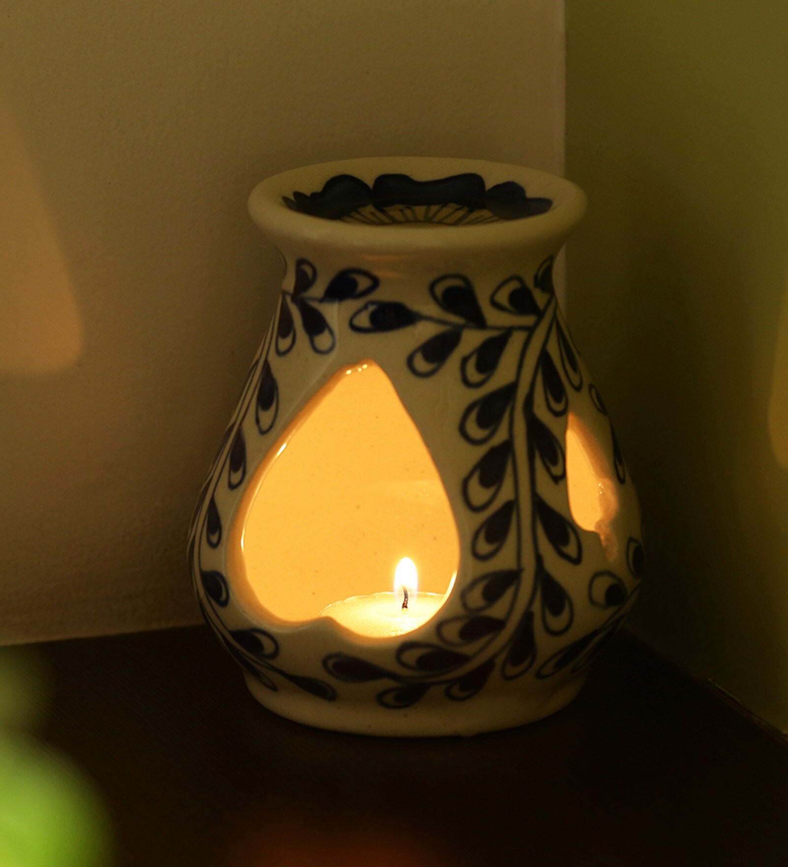 Buy Blue & White Ceramic The Blooming Aromas Mughal Hand-Painted Ink ...