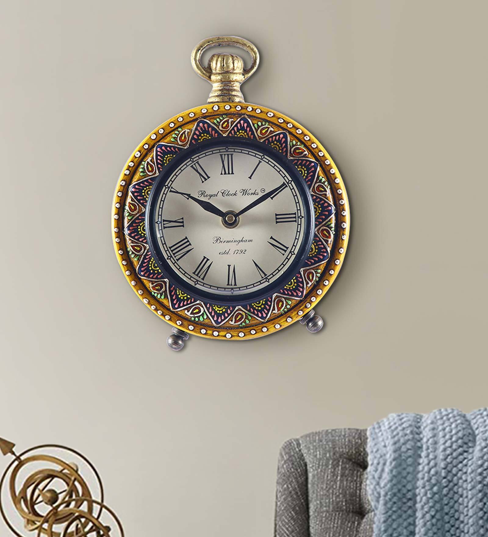 Buy Blue & Yellow MDF Wall Clocks by Aapno Rajasthan at 24% OFF by ...