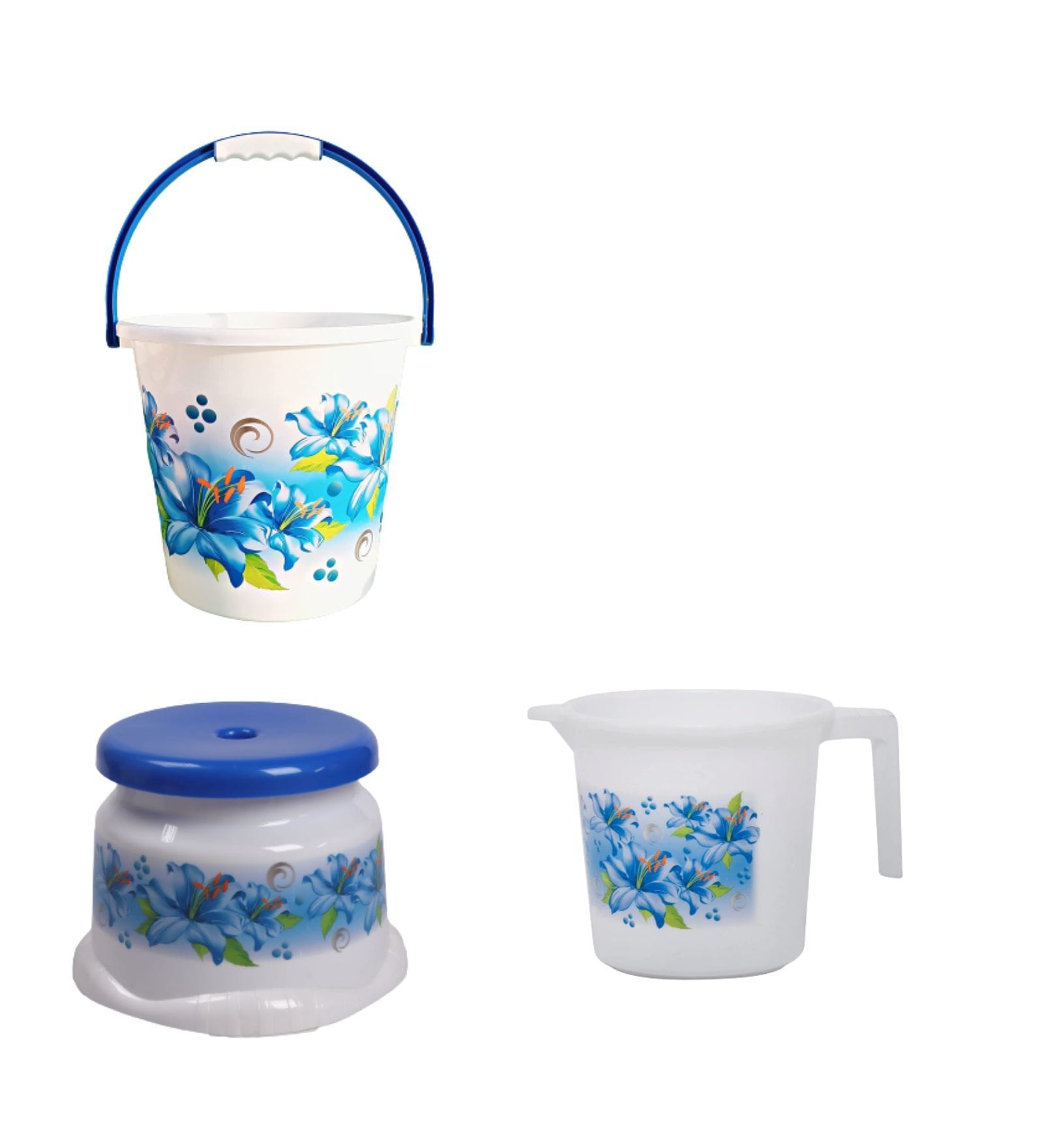Buy Blue 20 Ltr Polypropylene Bucket Set (Set of 3) by Regalo at 46% ...