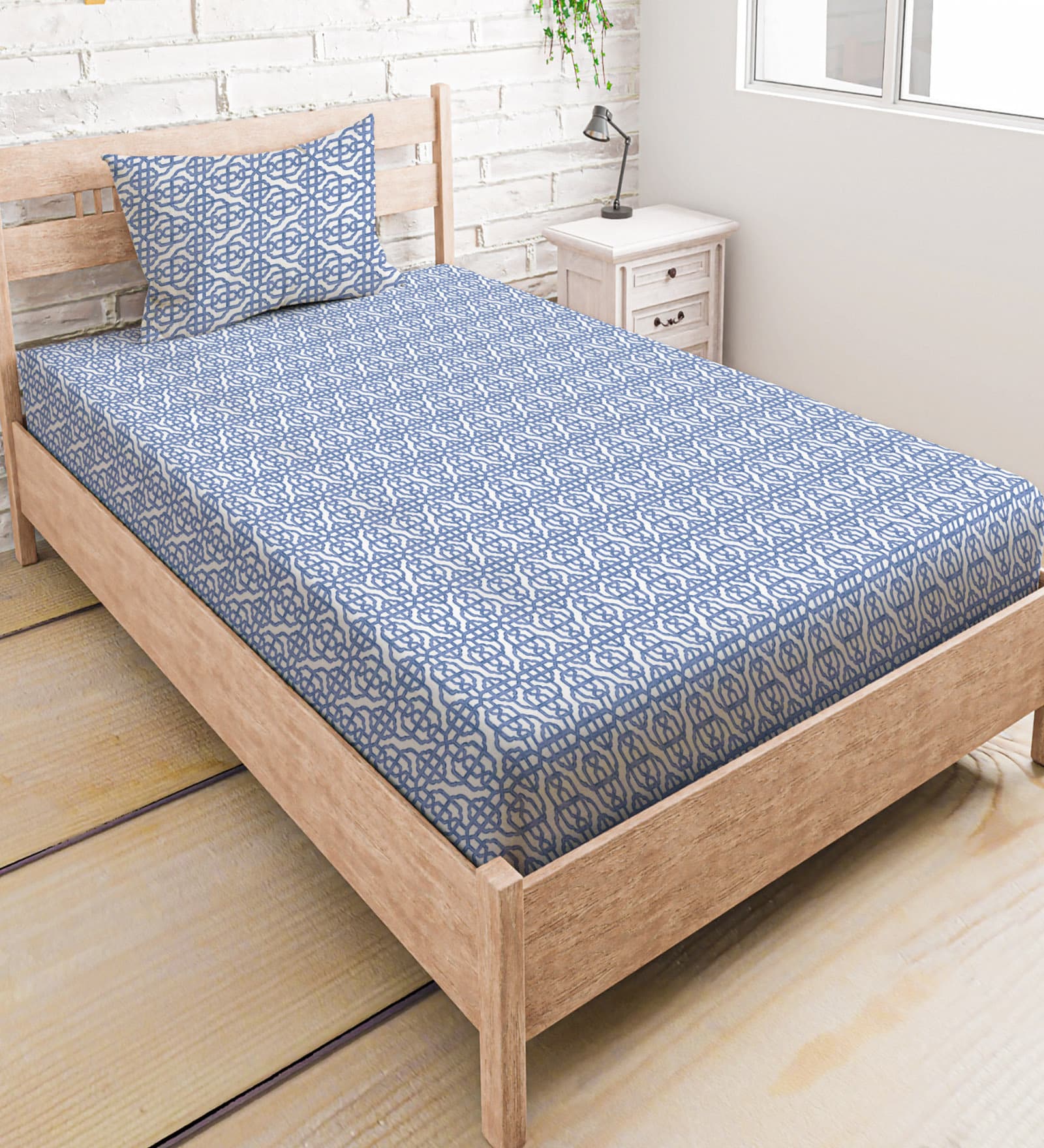 Buy Blue Abstract 210 TC CVC Single Bedsheet with 1 Pillow Cover at 50% OFF by Mayfair Homes ...