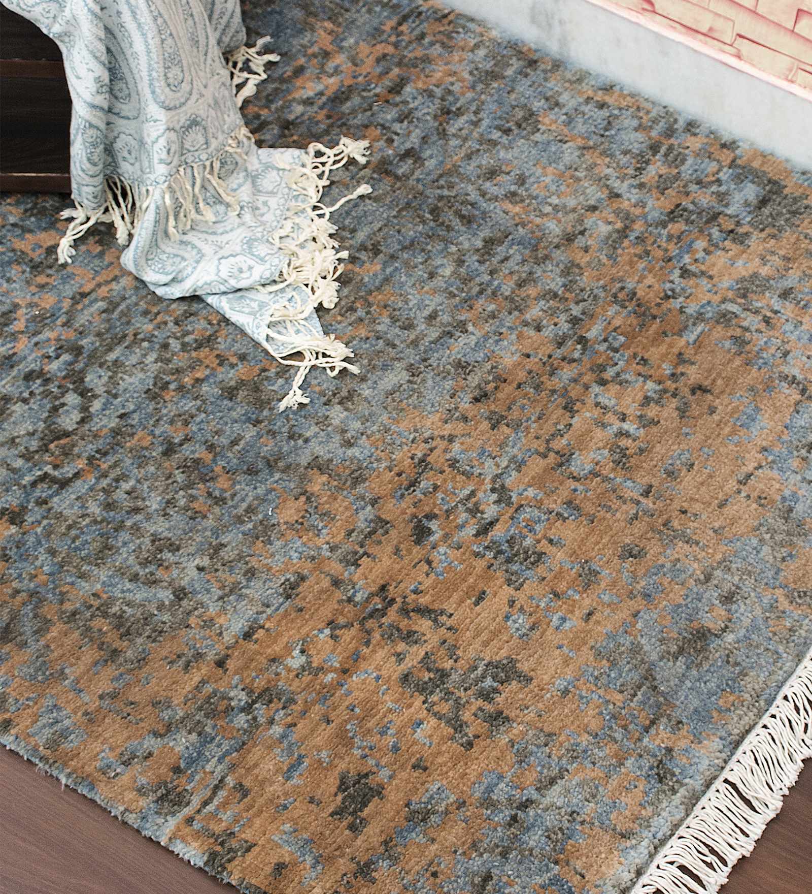 Buy Blue Abstract Hand Knotted Wool Carpet 5 x 3 ft by Carpet Overseas ...