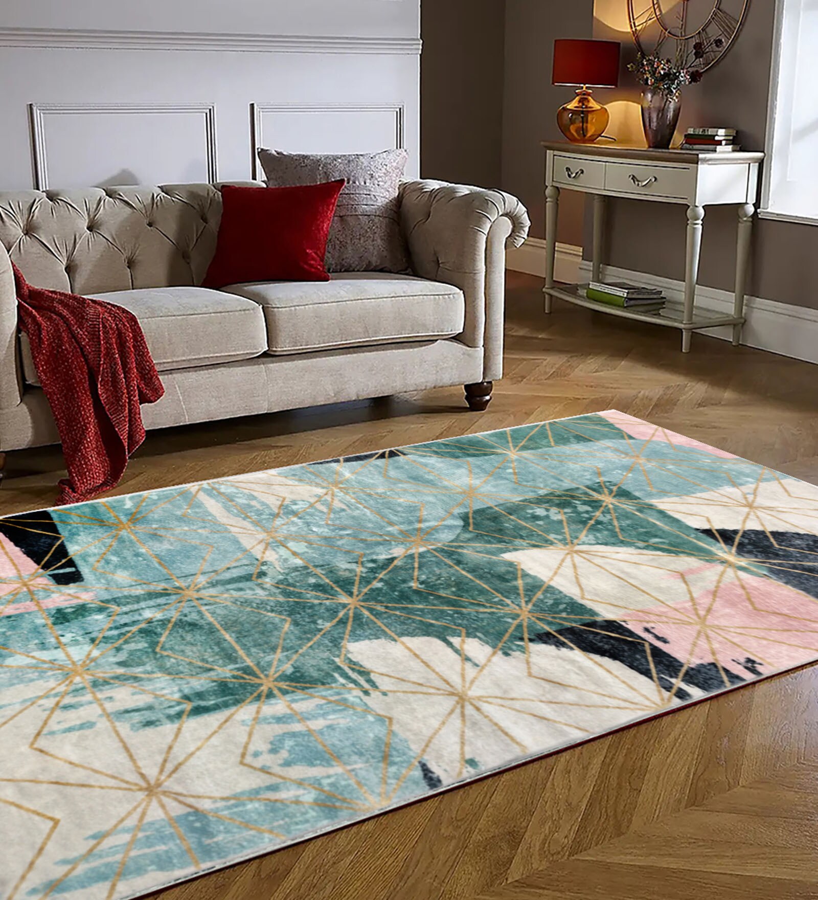 Buy Blue Abstract Microfibre 3 ft X 5 ft Machine Made Carpet at 34% OFF by Sapana Carpet-Mats ...