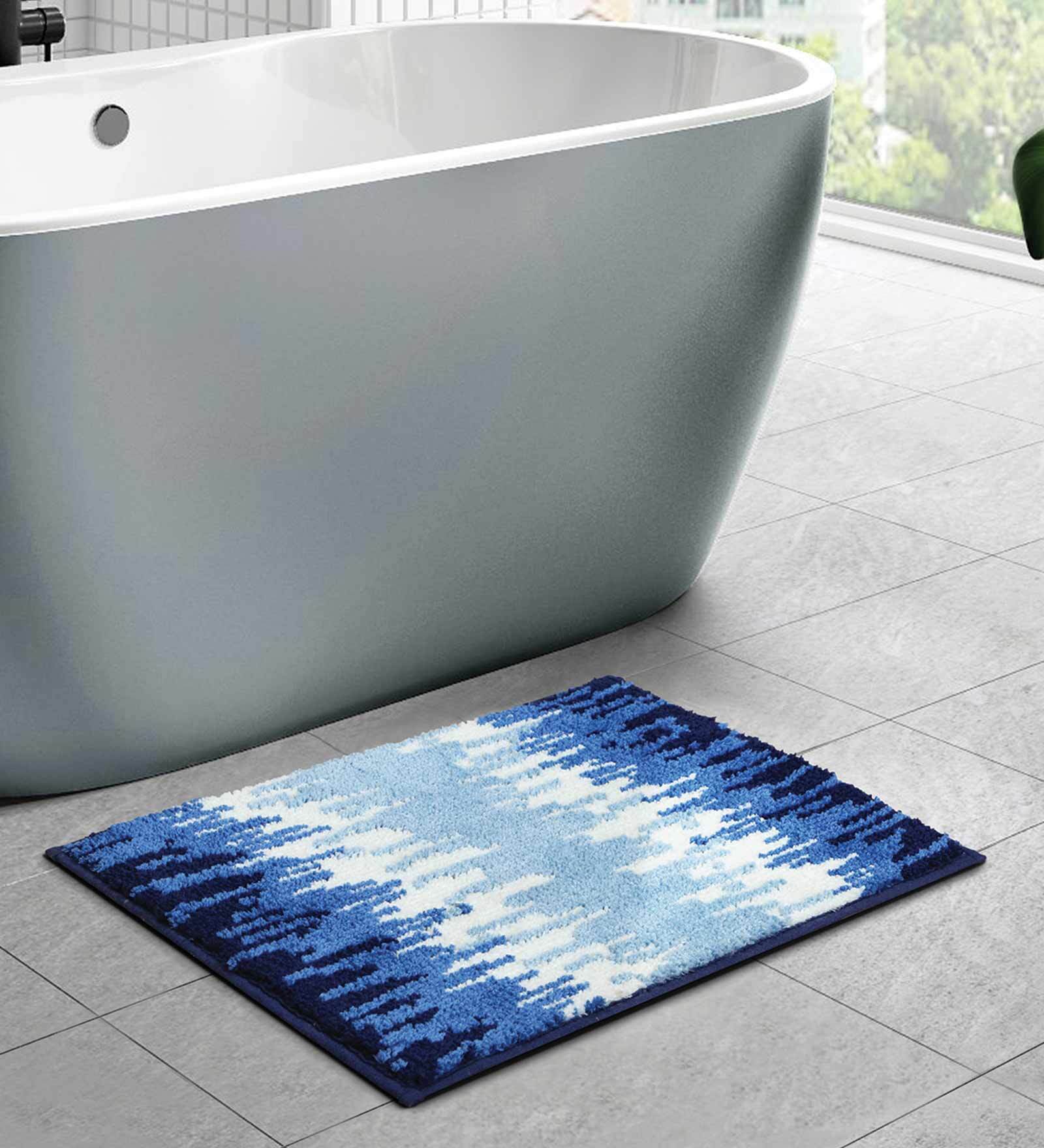 Buy Blue Abstract Polyester AntiSkid Bathmat at 30% OFF by Obsessions ...