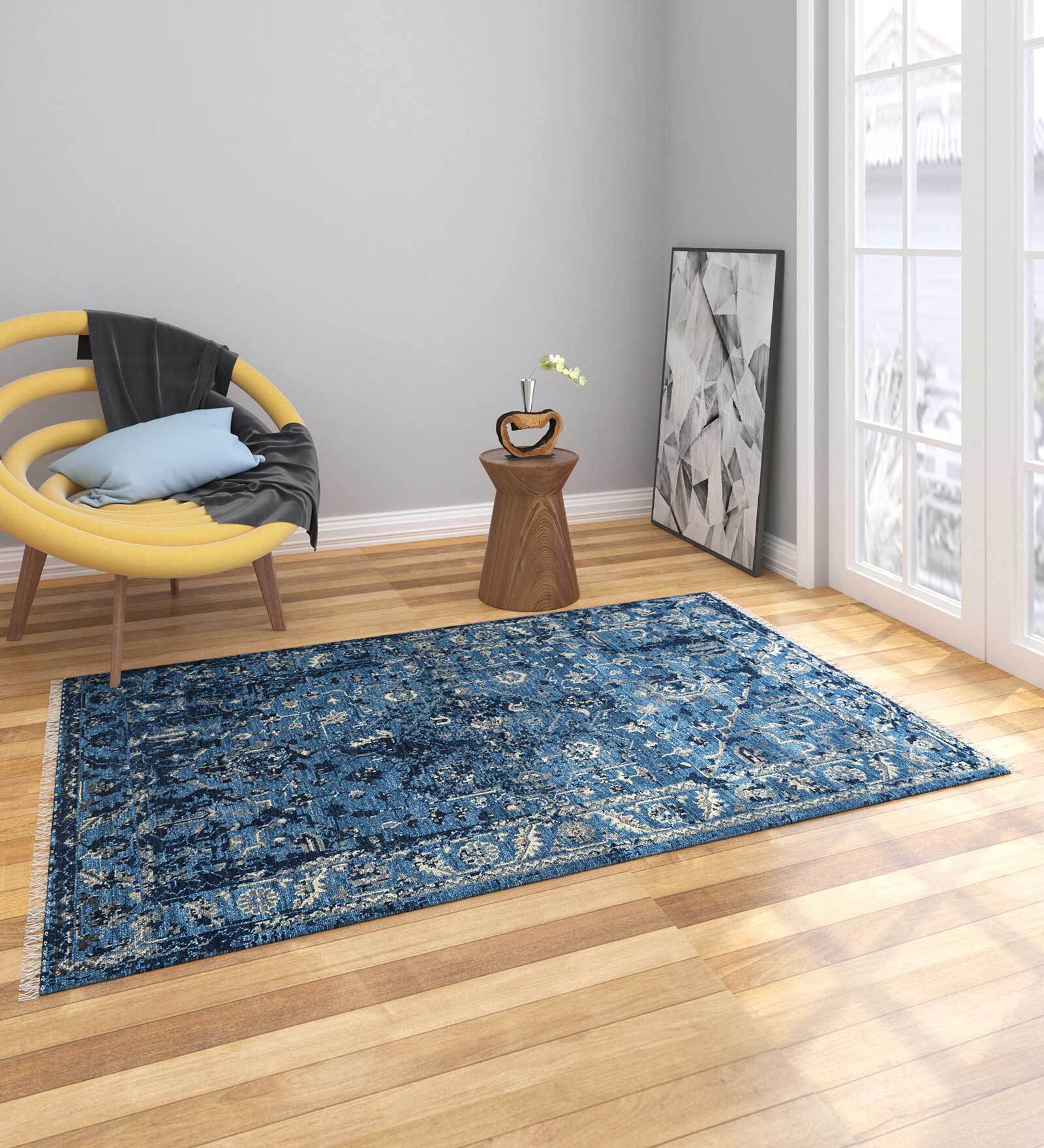 Buy Blue Abstract Wool 8 x 10 ft Hand Knotted Carpet at 100% OFF by ...
