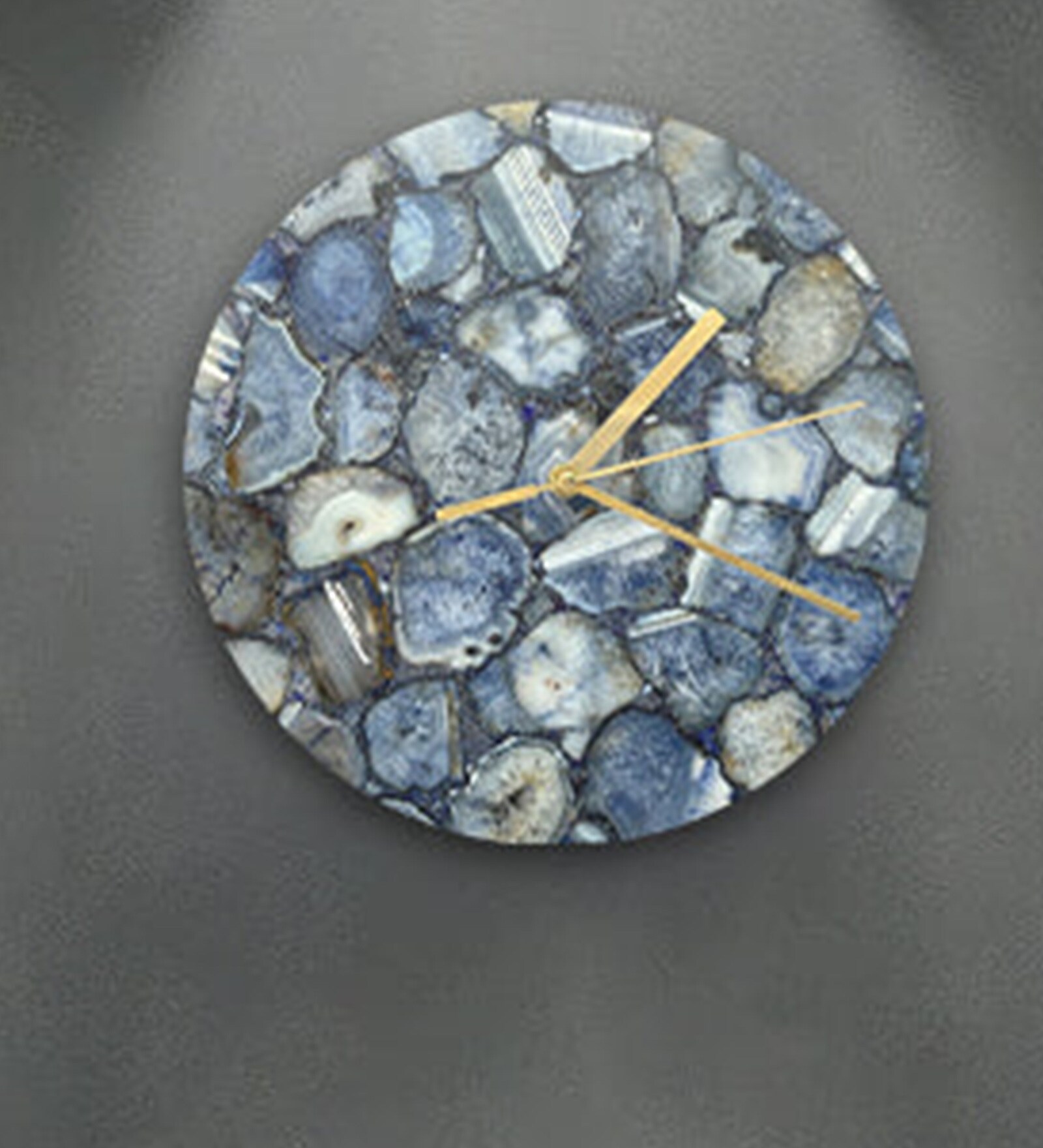Buy Blue Agate Gemstone Round Clock with Leafing - at 41% OFF by ...