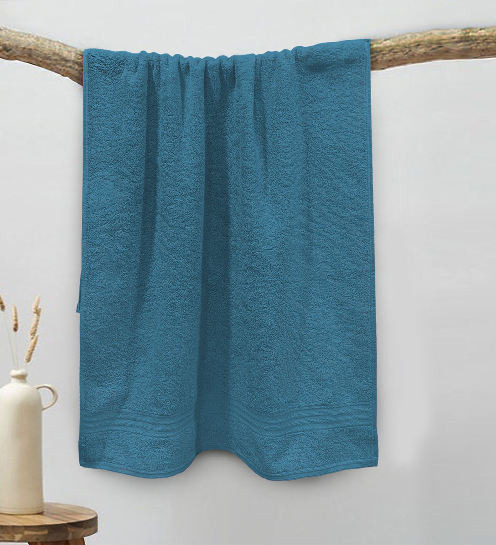 Buy Blue Anatolia Solid 500 GSM Cotton Bath Towel By Sassoon Fab at 67% OFF by Sassoon fab ...