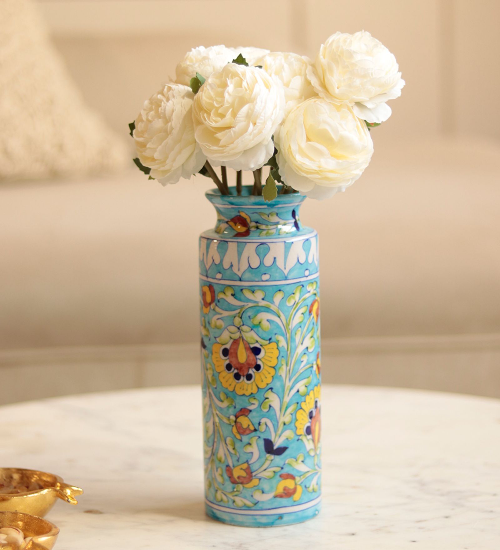 Buy Sky Blue Traditonal Ceramic Narrow Neck Vase at 13% OFF by Unravel ...