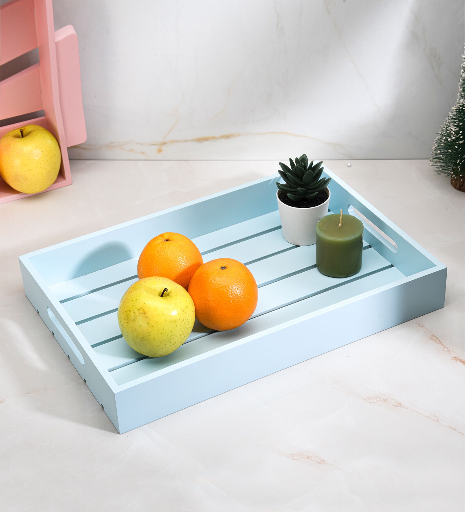 Buy Blue Blue MDF Serving Tray at 60% OFF by Sattva Crafts | Pepperfry