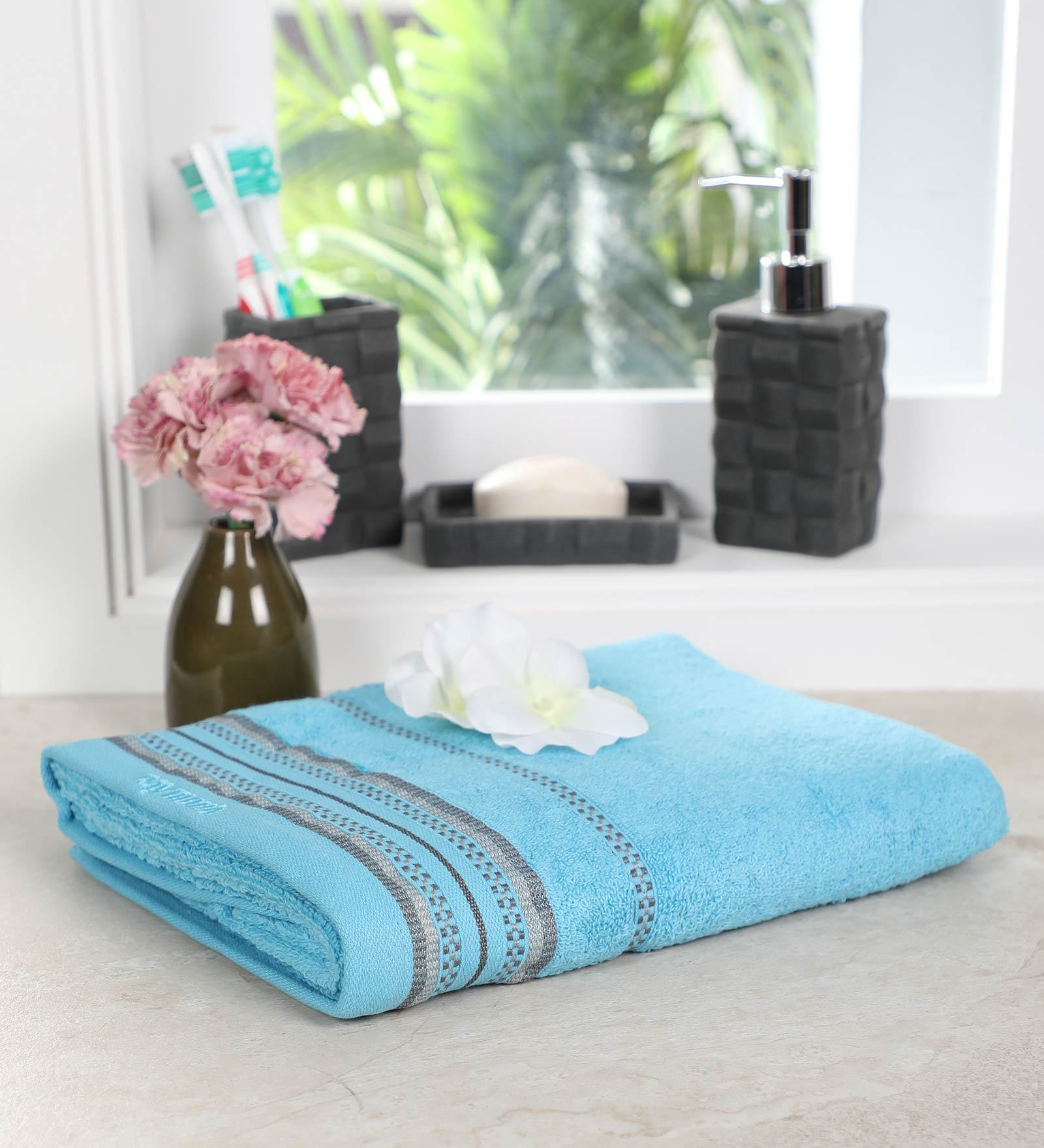 Buy Blue Patterned 370 GSM Cotton Bath Towel at 5% OFF by Raymond Home ...