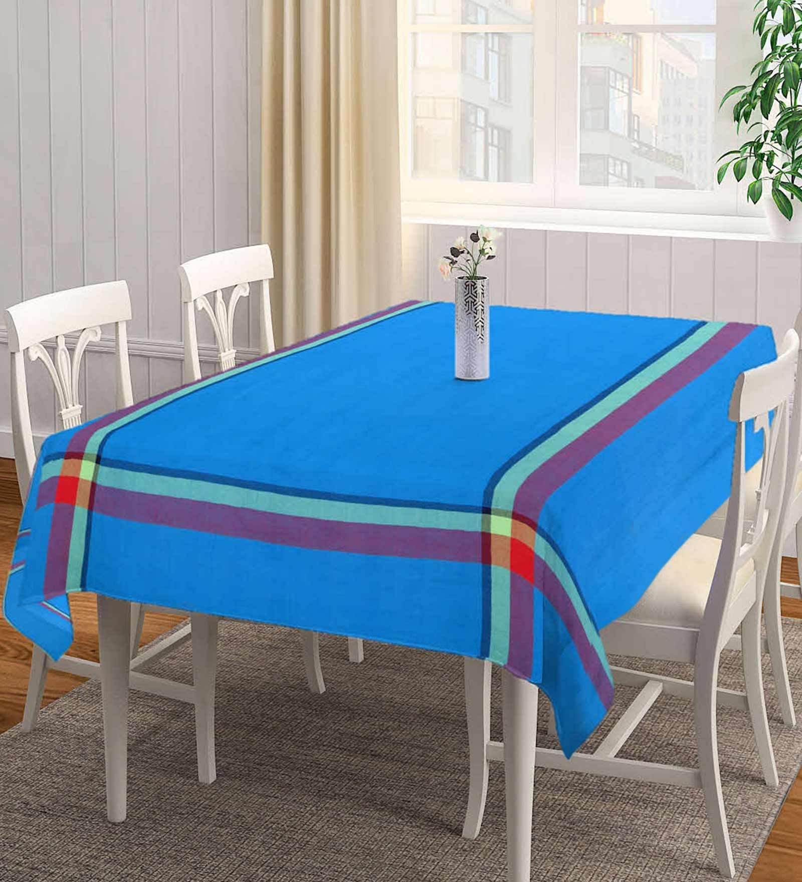 Buy Hand Woven Blue Cotton 90X60 Inch Table Cloth By Neudis at 23% OFF ...