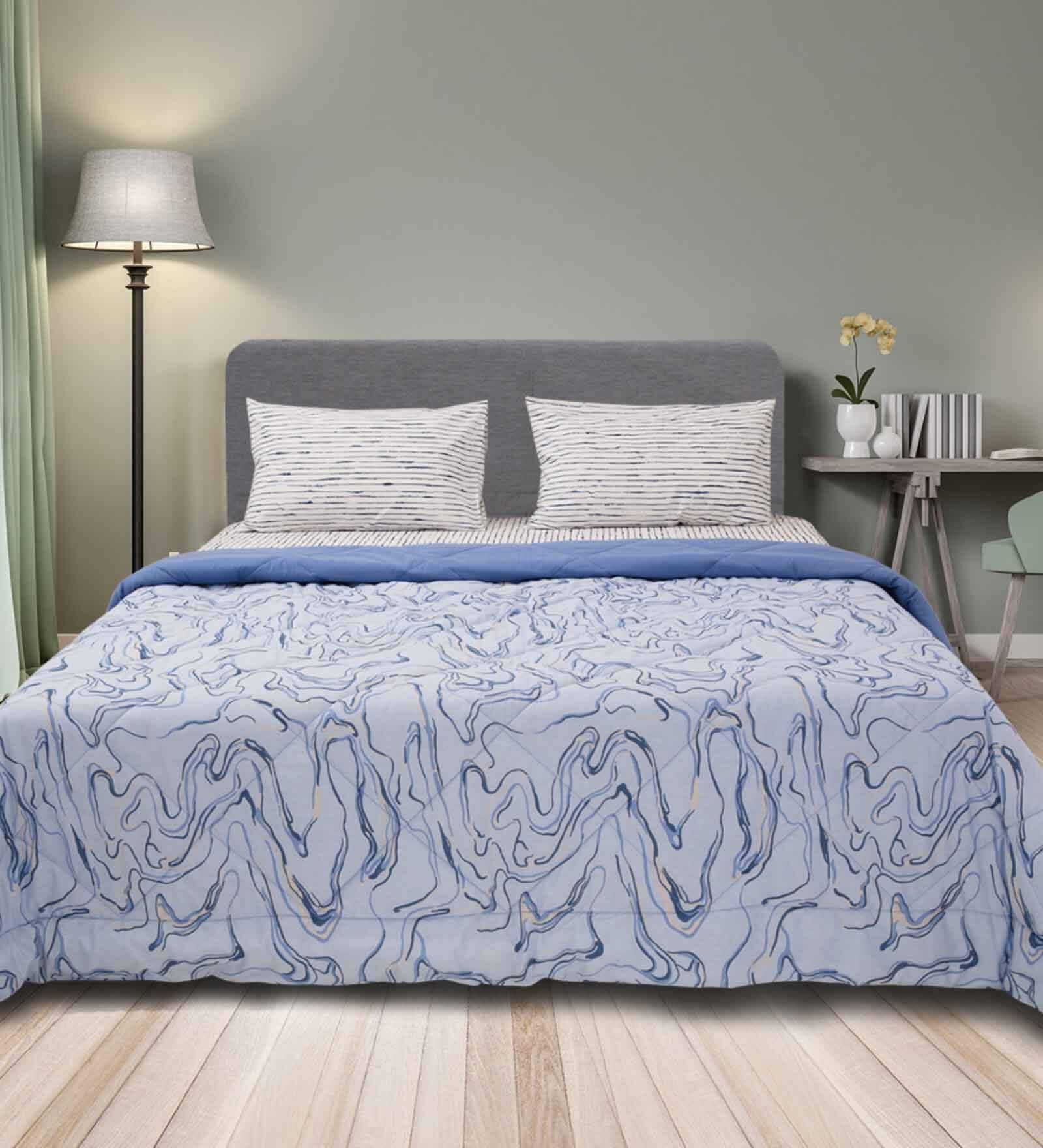 Buy Blue Cotton 150 Mild Winter Single Bed Comforter by SleepX at 50% ...