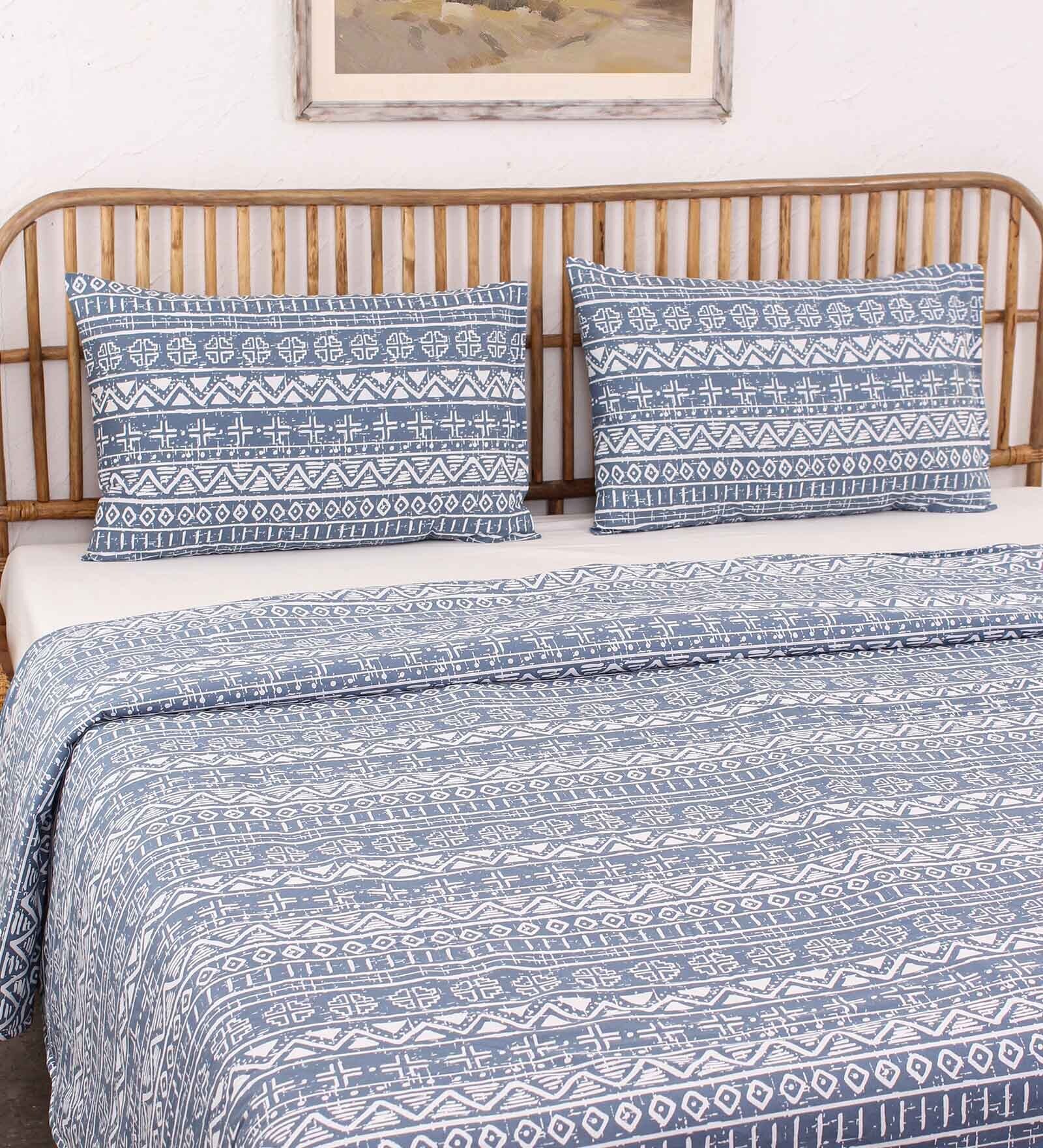 Buy Blue Cotton Traditional 180 GSM Single Bed Dohar at 100% OFF by ...