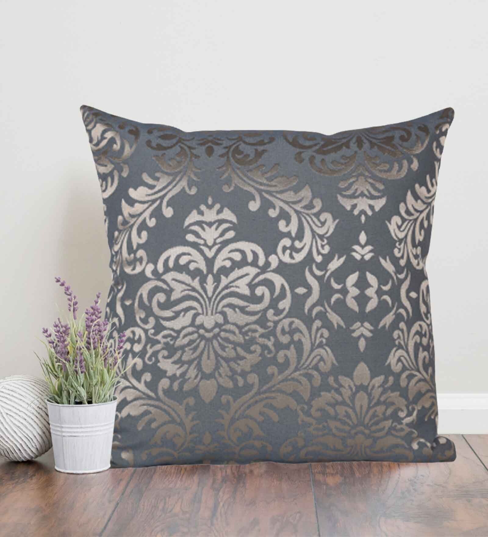 Buy Blue & Silver Traditional Cotton 20 x 20 Inches Cushion Cover at 15 ...