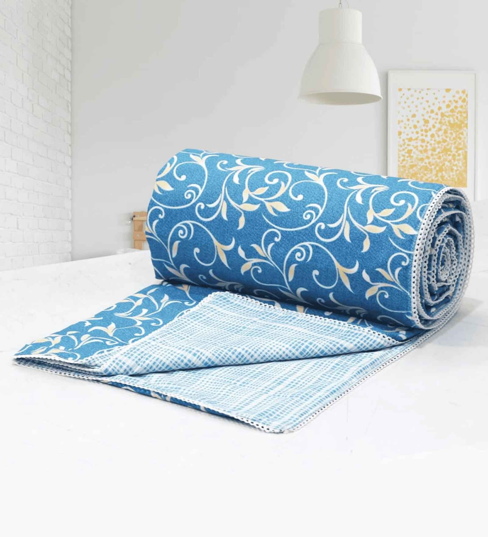 Buy Blue Cotton Floral 144 TC Single Bed Dohar at 43% OFF by Aurave ...