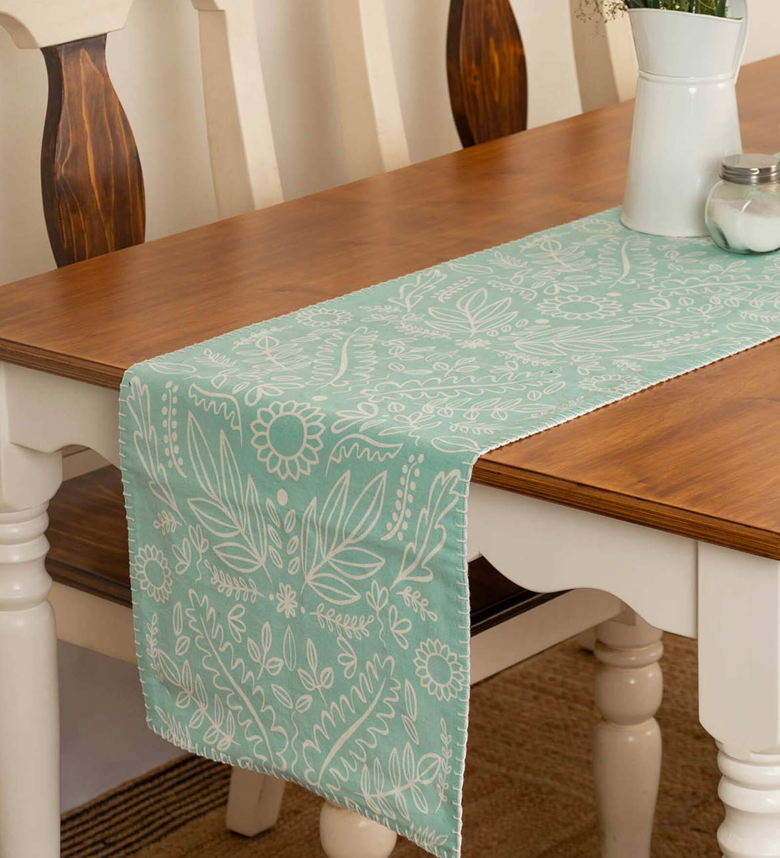 Buy Summer Floral (60x14) Blue & White Cotton Table Runner at 100% OFF ...