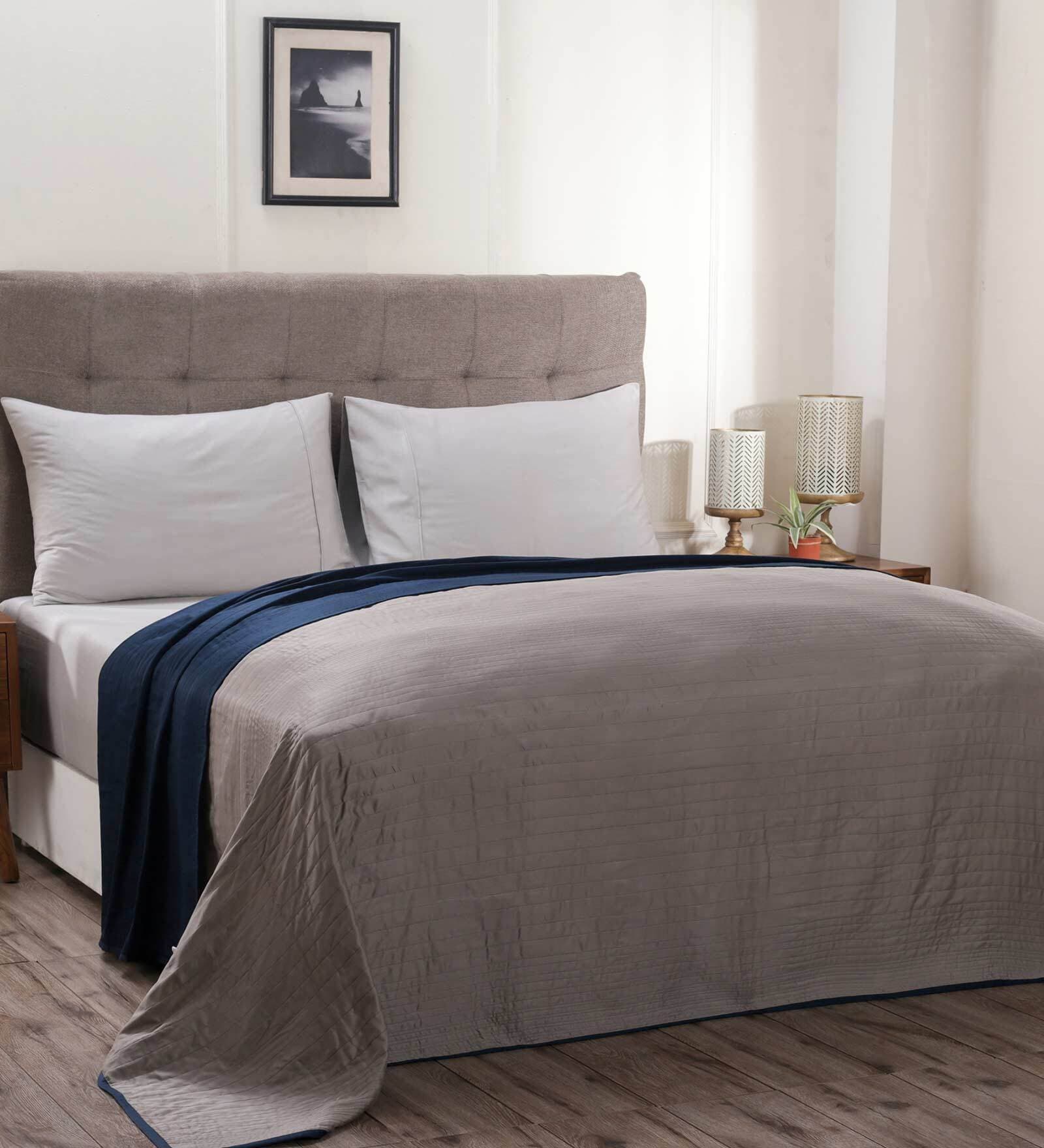 Buy Blue Solid Cotton 300 GSM Double Bed Dohar by Maspar at 20% OFF by ...