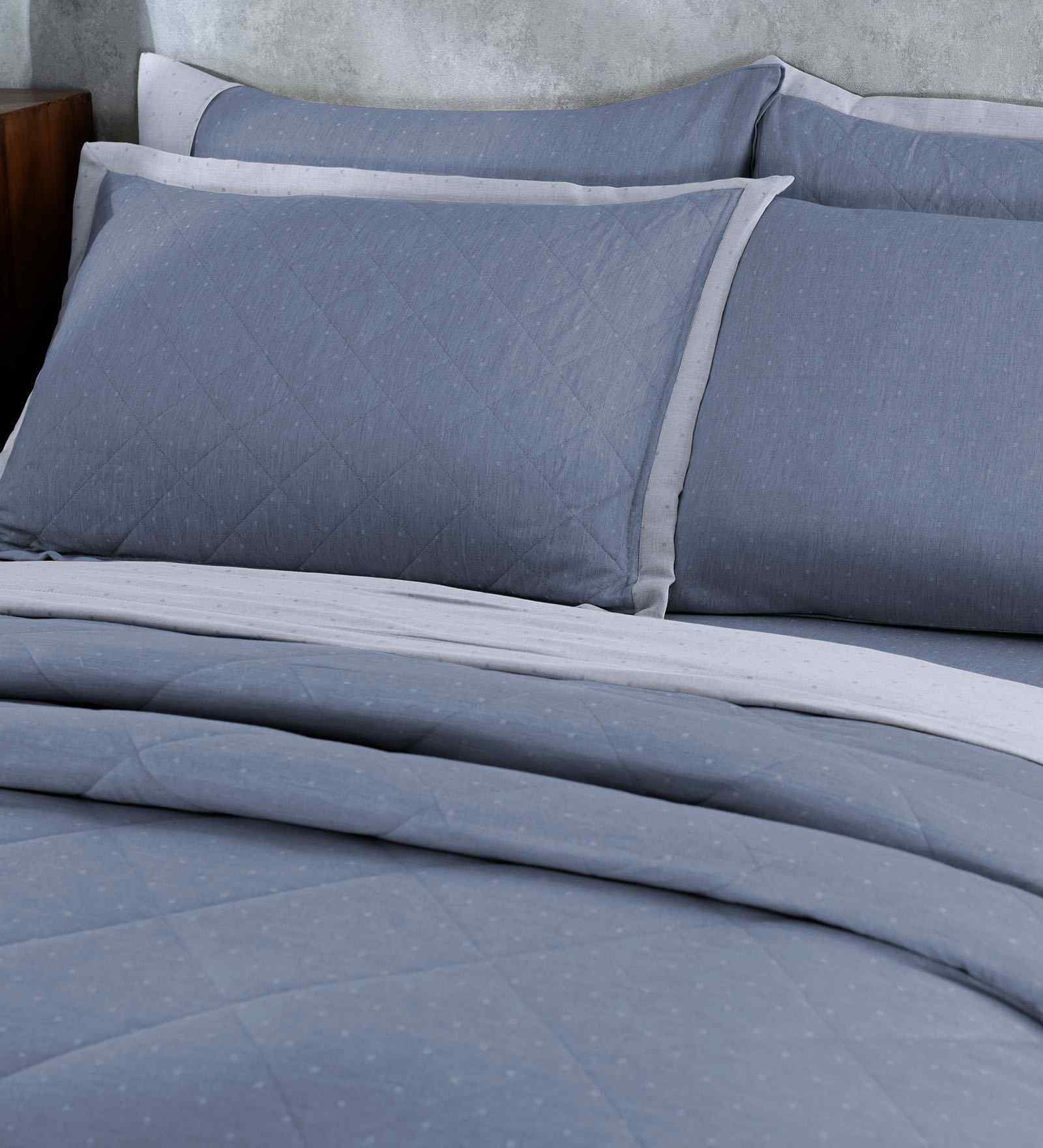 Buy Blue Cotton Solid 120 GSM Single Bed Quilt by Maspar | Pepperfry