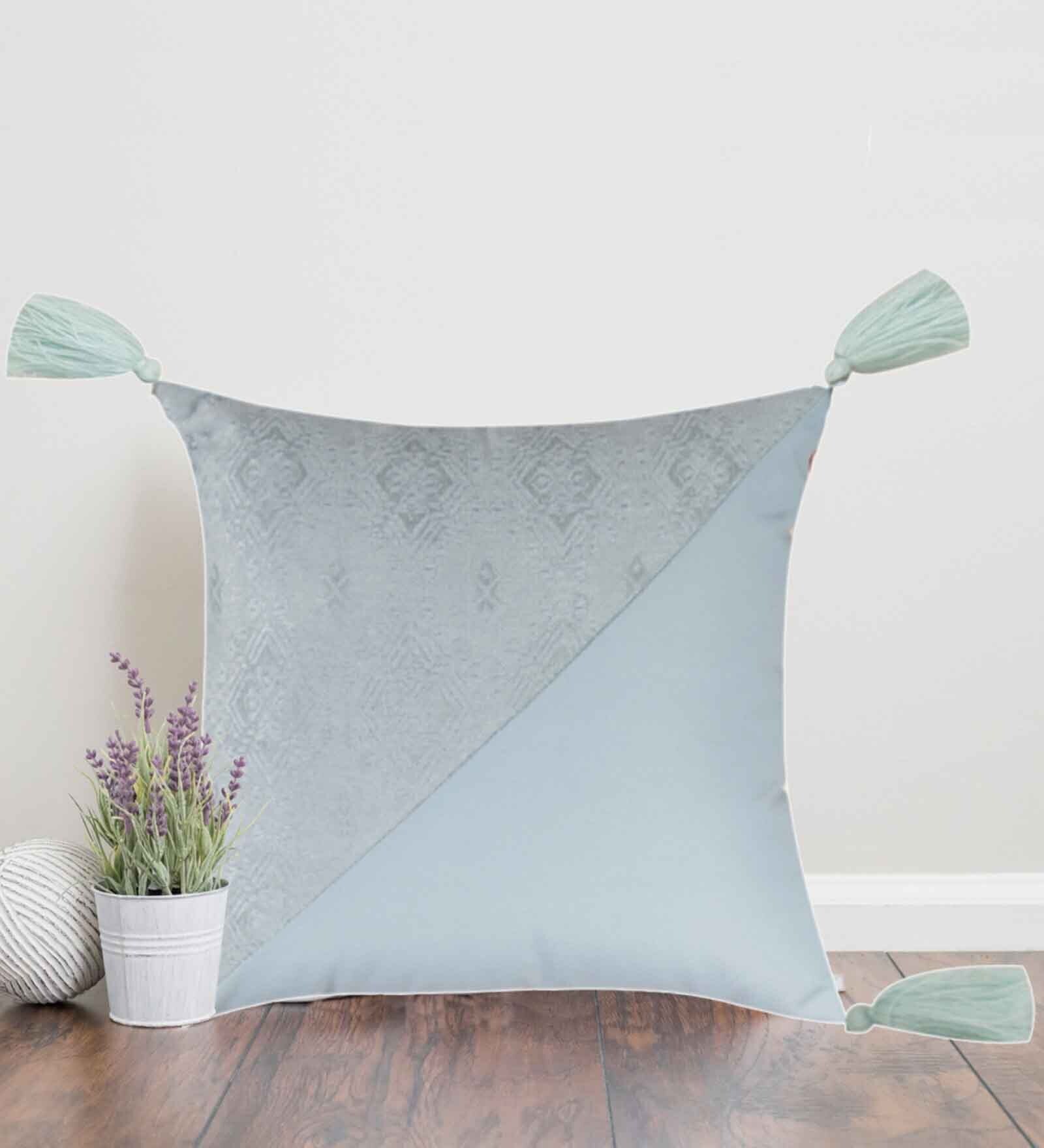 Buy Blue Traditional Ethnic Cotton 12x12 Inch Cushion Cover by Sivya by ...