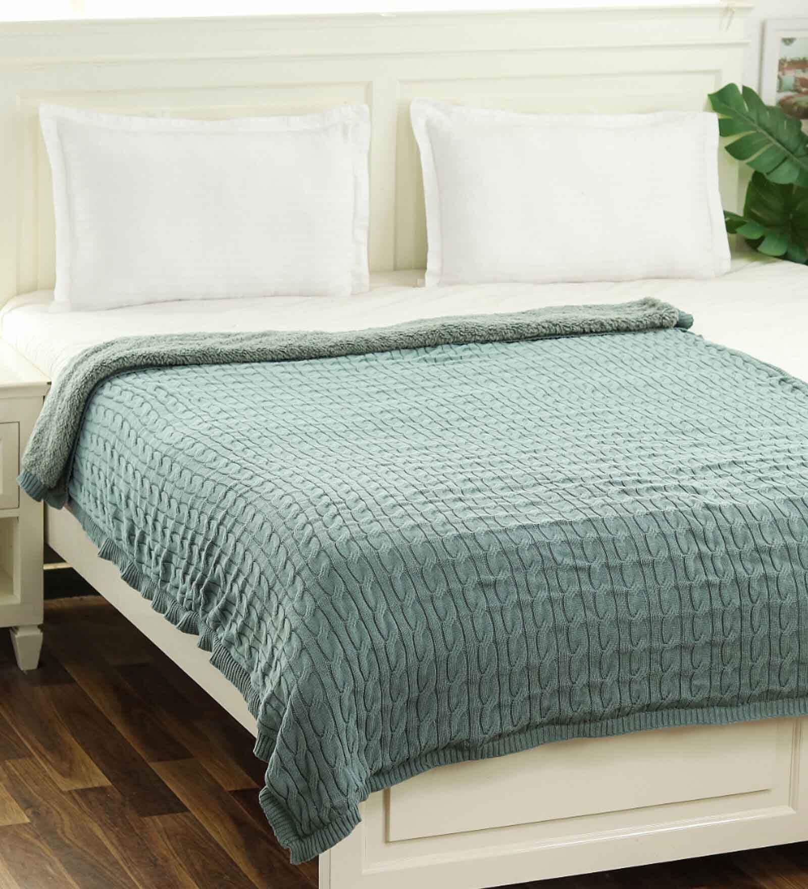 Buy Blue Cotton Stripes 250 Gsm Single Bed Blanket at 100% OFF by ...