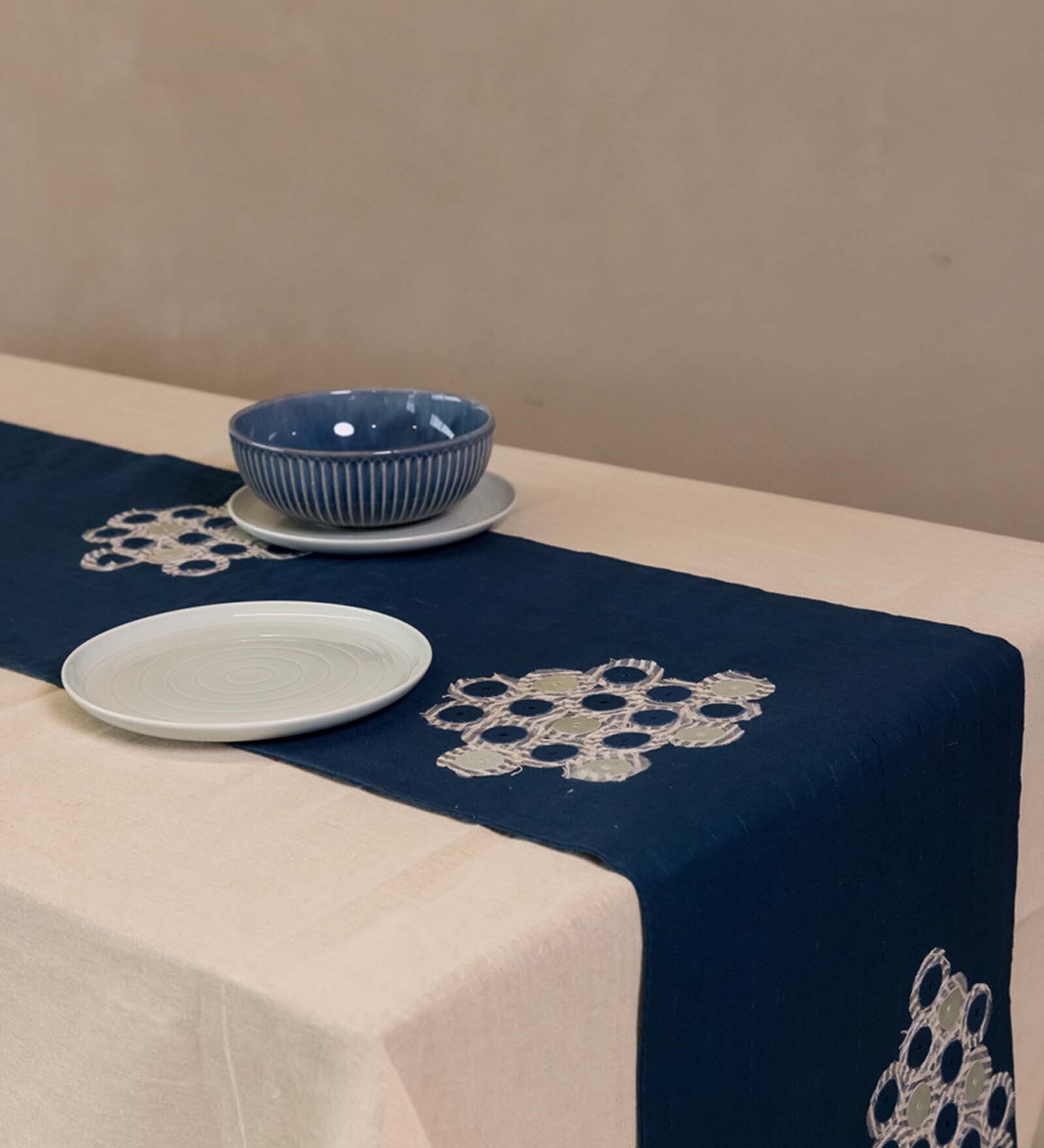 Buy Joshua 70 Inch Blue & Grey Cotton Table Runner at 28% OFF by Amber ...