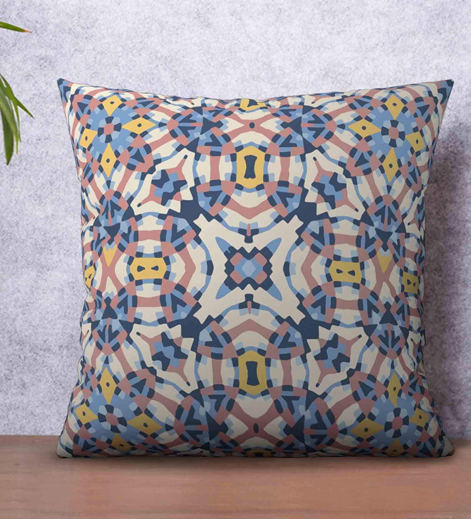 Buy Blue Abstract Cotton 16 x 16 Inches Cushion Cover by Petal Home at ...