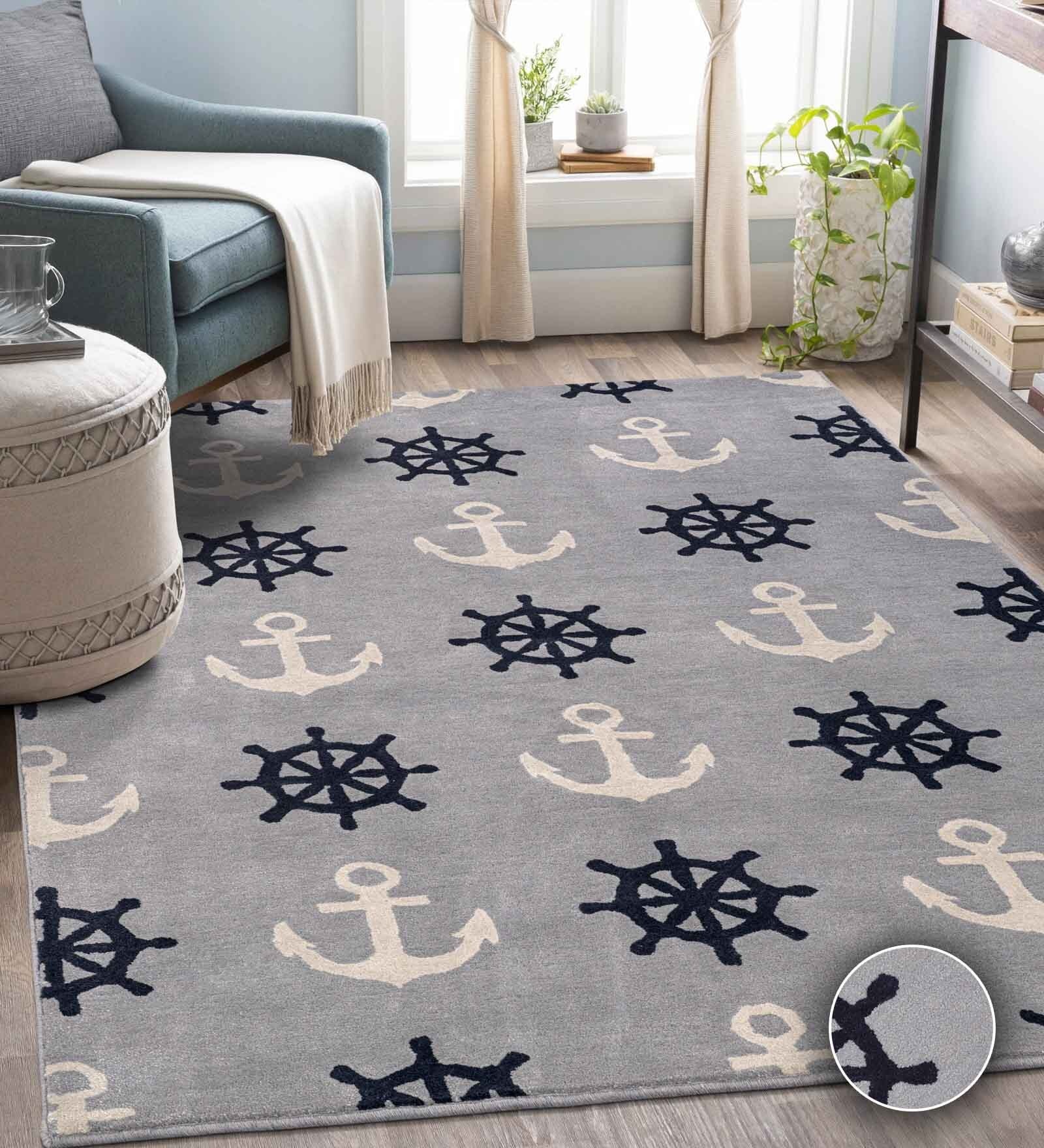 Buy Blue Floral Wool Blend 5' X 7' Hand Tufted Carpet at 9% OFF by ...